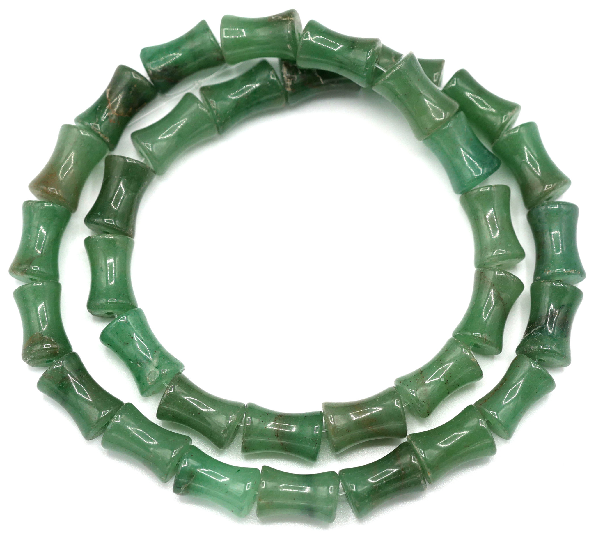 15" Strand 8x12mm Green Aventurine Hourglass Beads - Bead Box Bargains
