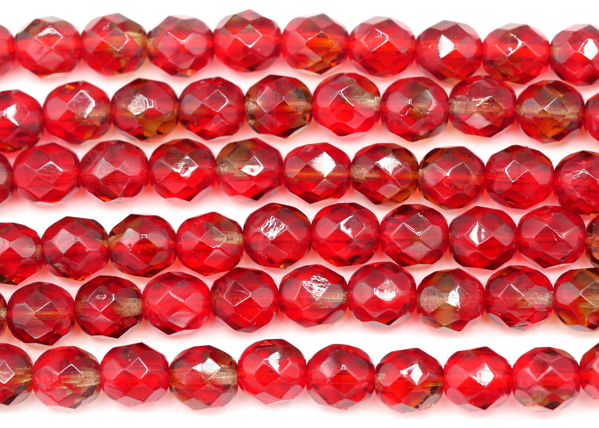 4.7" Strand (Approx. 15pcs) 8mm Czech Fire-Polished Glass Faceted Round ...