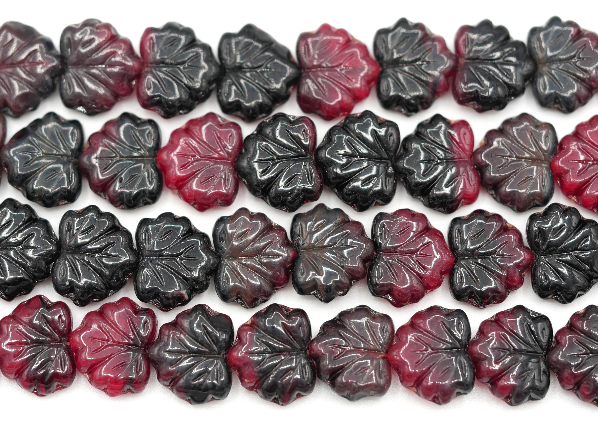 4.7" Strand (Approx. 12pcs) 11x13mm Czech Pressed Glass Maple Leaf ...