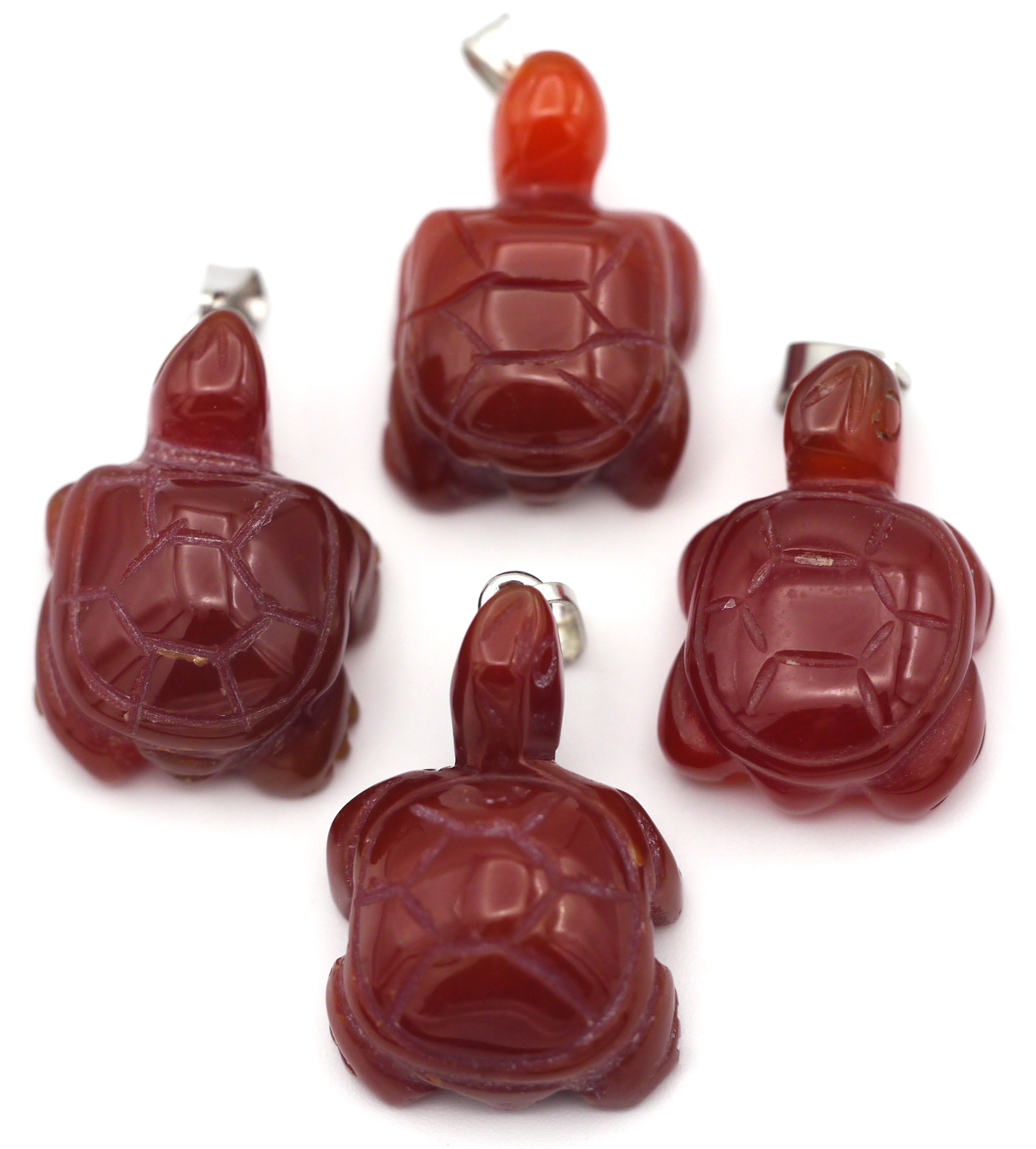 Approx. 22x14mm Hand-Carved Carnelian Turtle Pendant - Bead Box Bargains