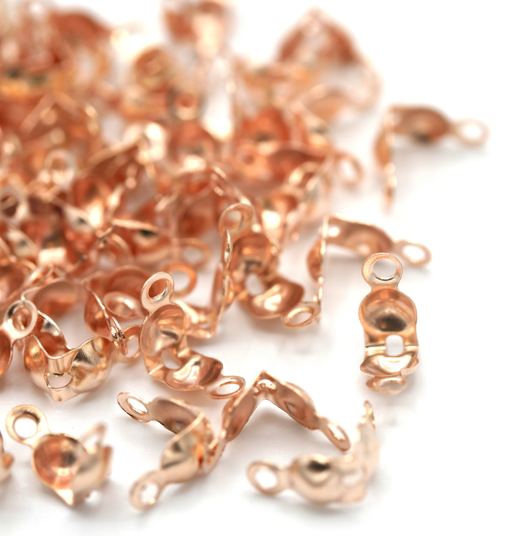 BULK VALUE-- 100pc 8x4mm Steel Clamshell Crimp/Knot Cover Bead Tips ...