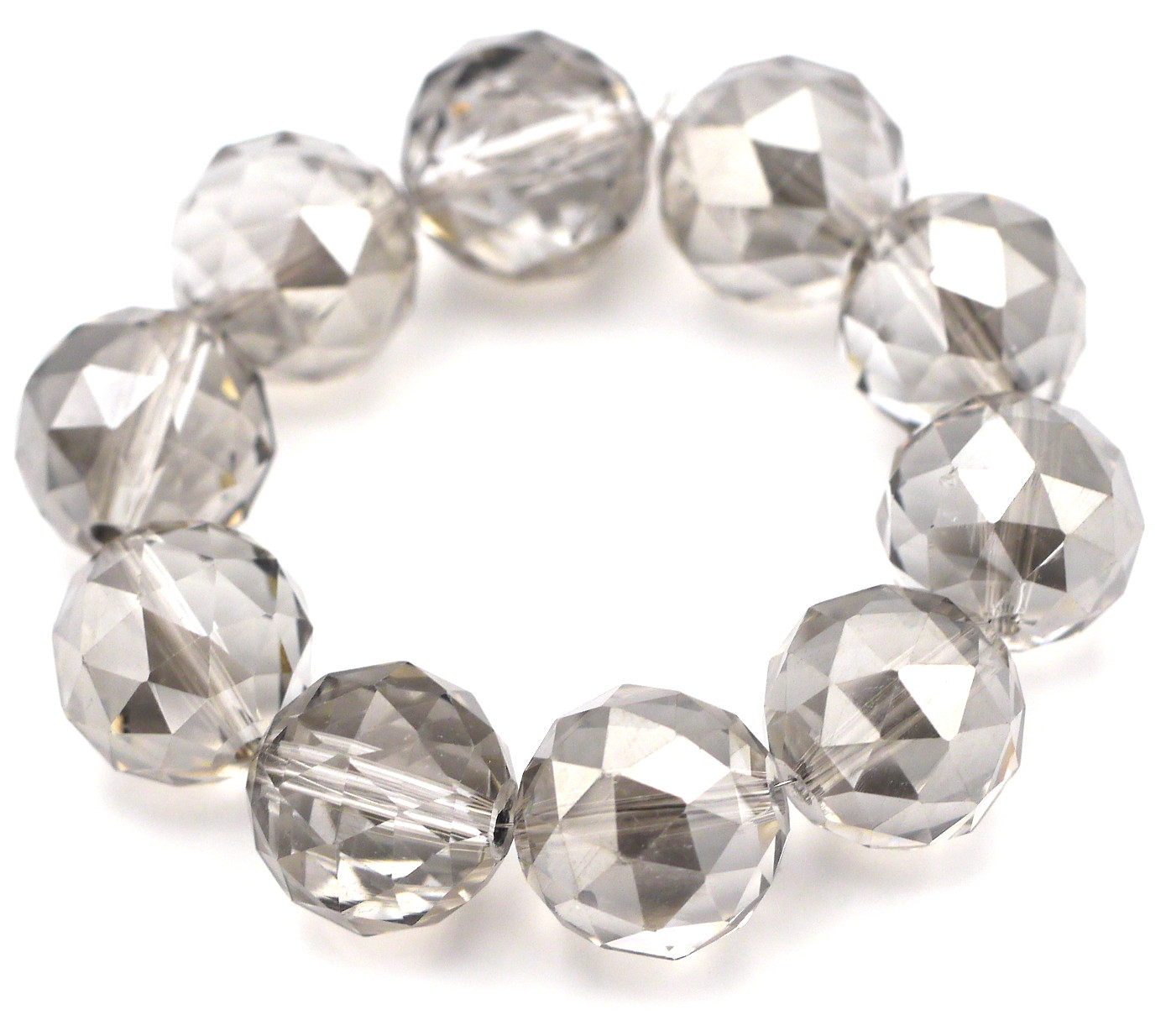 10pc Strand 14mm Crystal Faceted Round Beads, Crystal Shadow - Bead Box ...