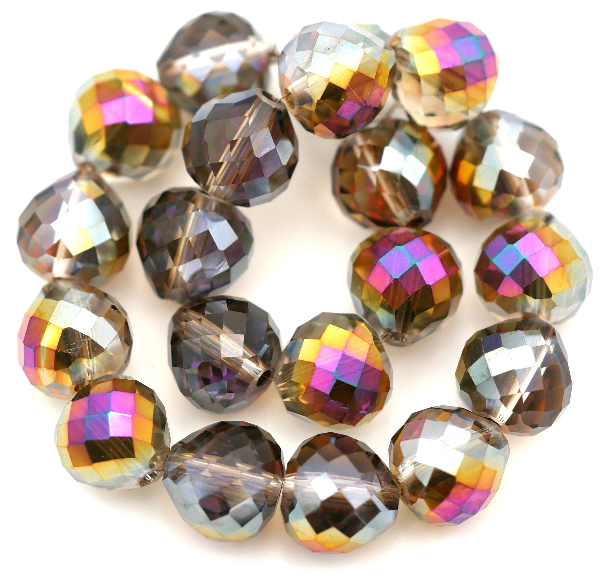 20pc Strand 9x10mm Crystal Faceted Pear Drop Beads, Light Gray/Peacock ...