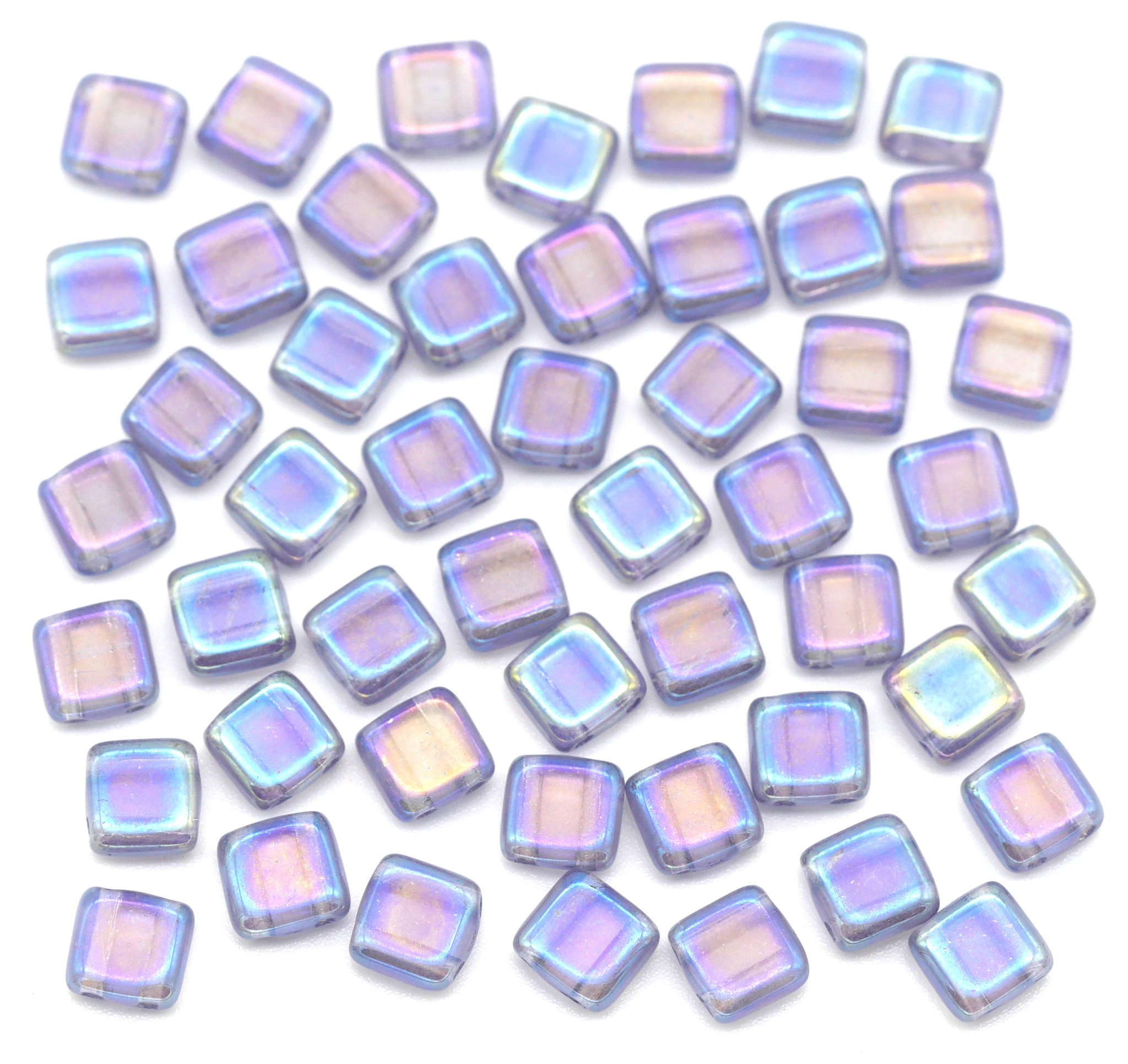 10 Gram Bag of 6mm Czech Pressed Glass 2-Hole Square Tile Beads ...