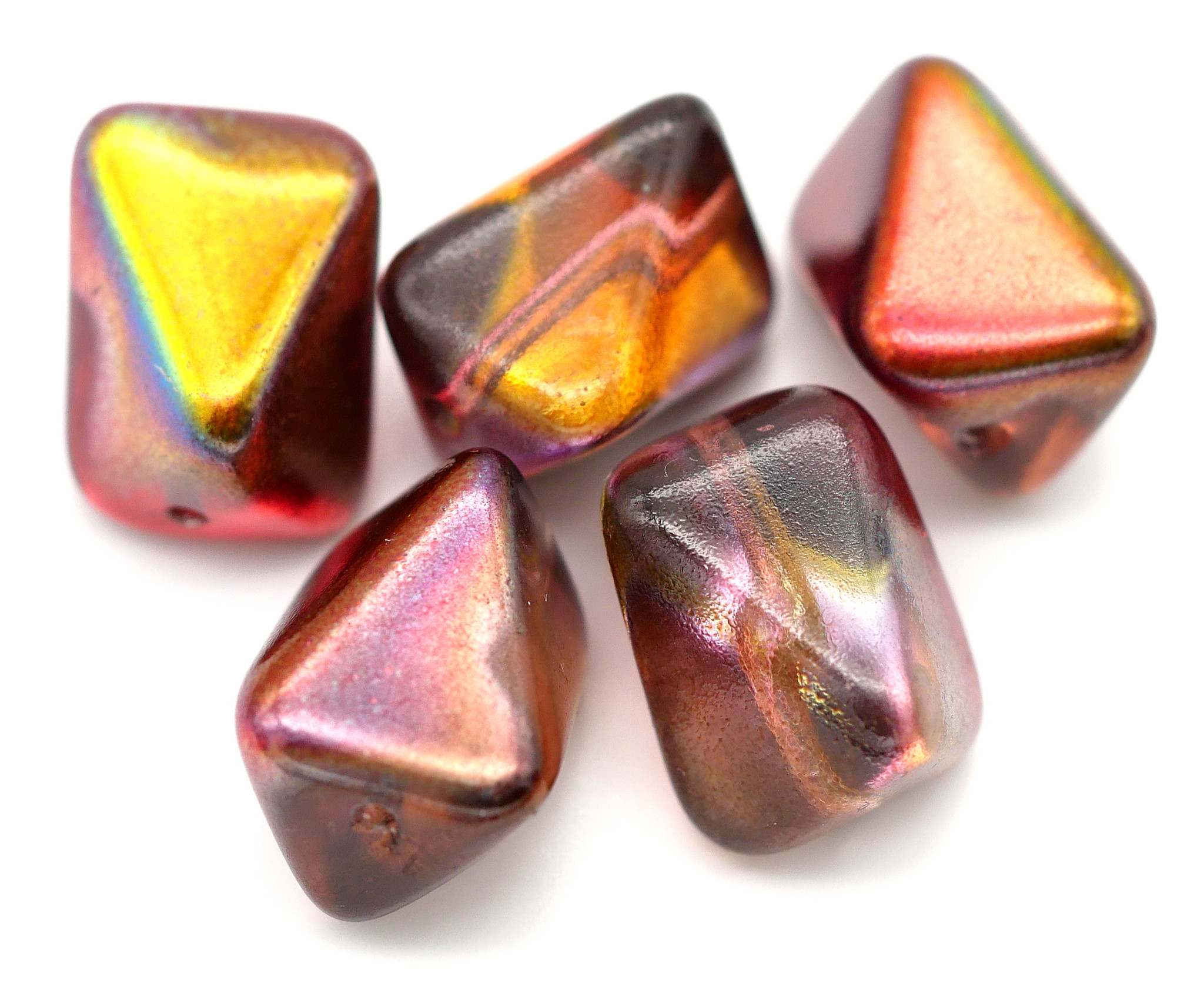 5pc 14x11mm Czech Pressed Glass Trapezoid Beads, Crystal/Wine Vitrail ...