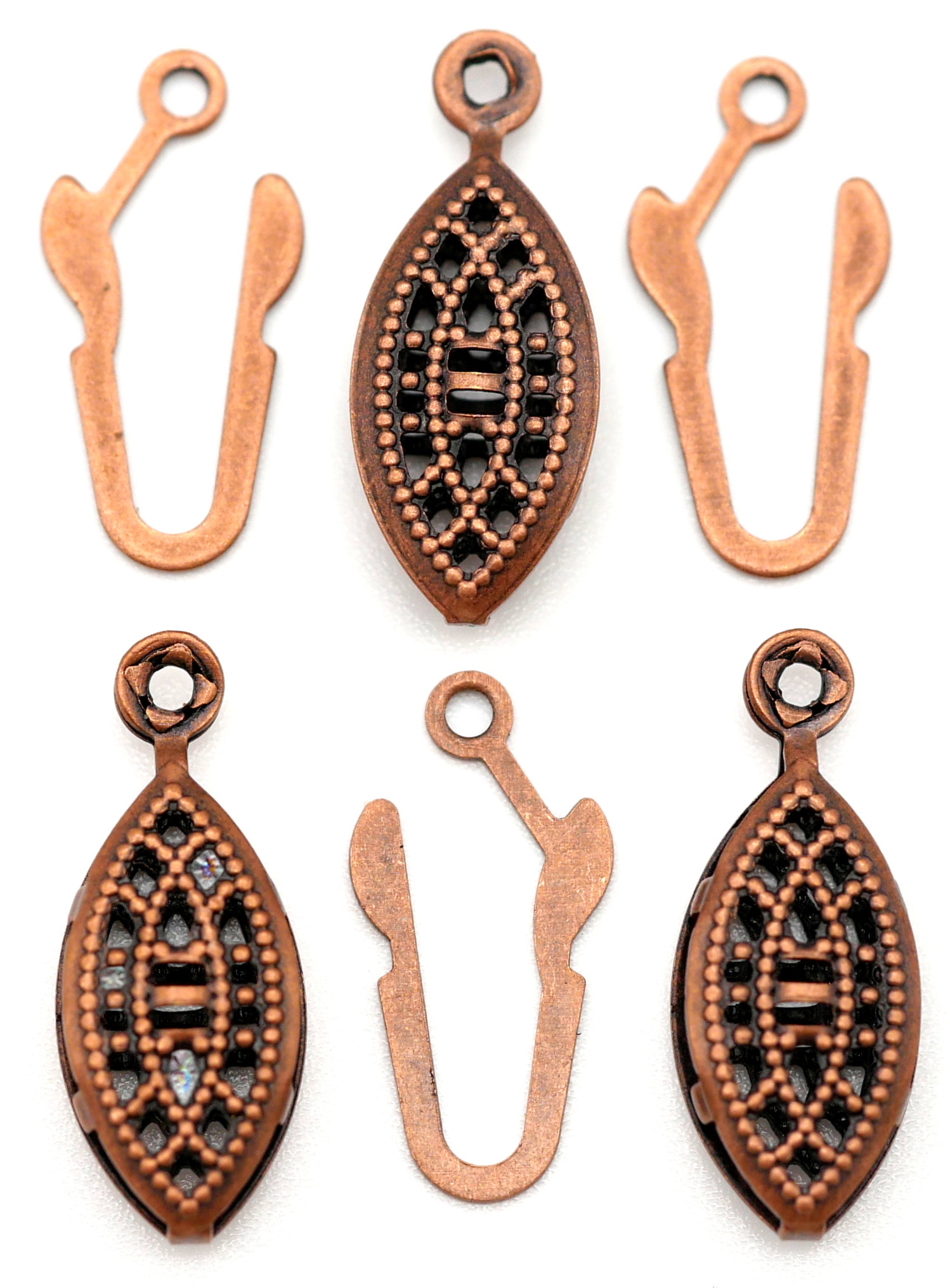 3 Sets 17x7mm Brass Fishhook & Box Clasps, Antique Copper - Bead Box ...