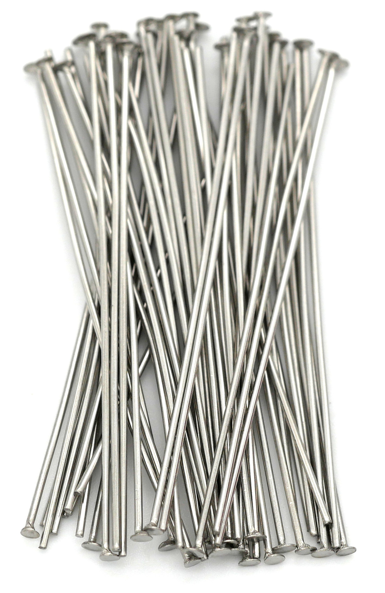 50pc 45mm 21-Gauge Stainless Steel Head Pins - Bead Box Bargains