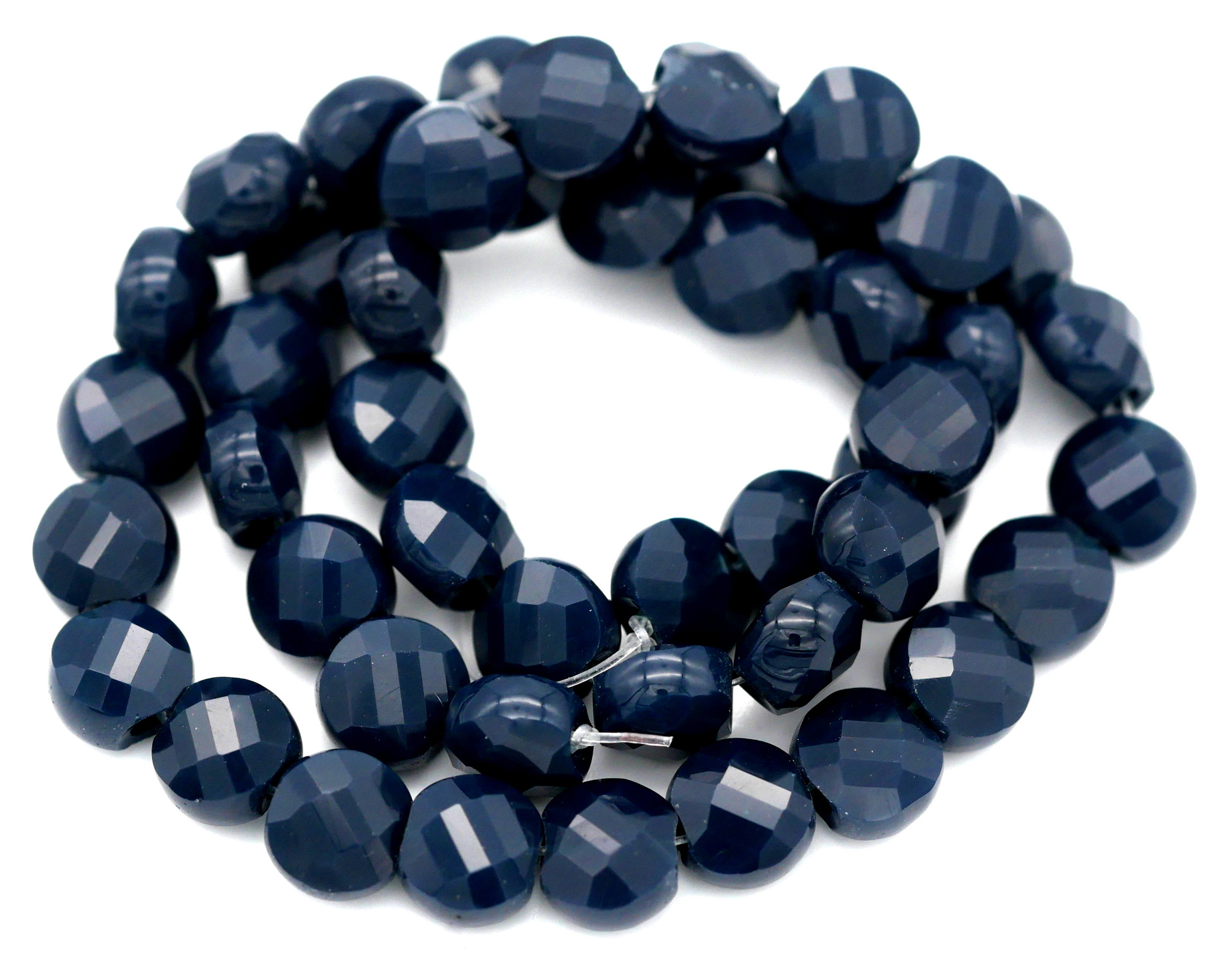 Approx. 10" Strand 6mm Spiral-Faceted Crystal Coin Beads, Midnight ...