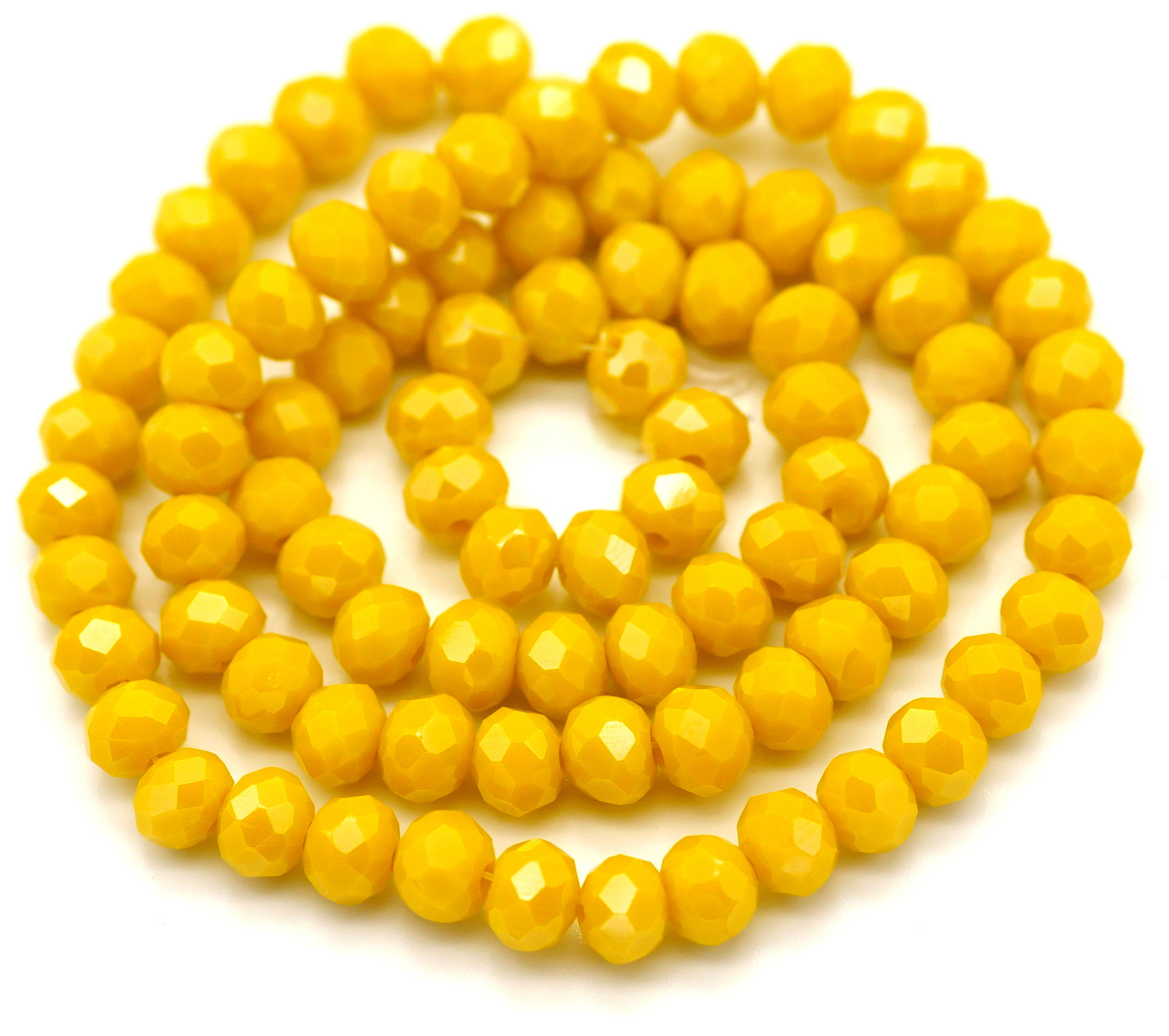 Approx. 16" Strand 6x4mm Crystal Rondelle Beads, Opaque Yellow Shimmer ...