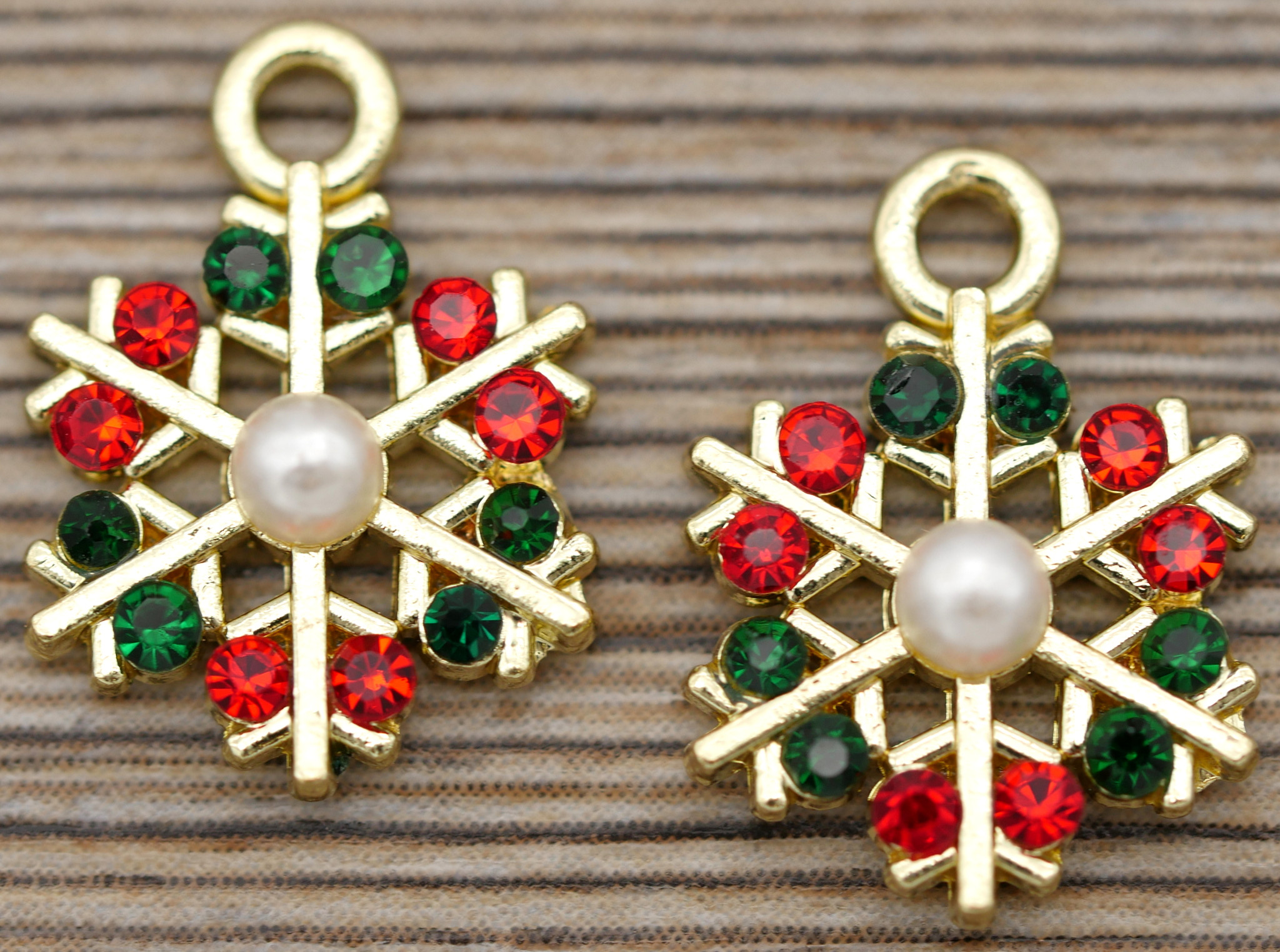 2pc 15x11mm Christmas Snowflake Pendant w/Rhinestones & Faux Pearl ...