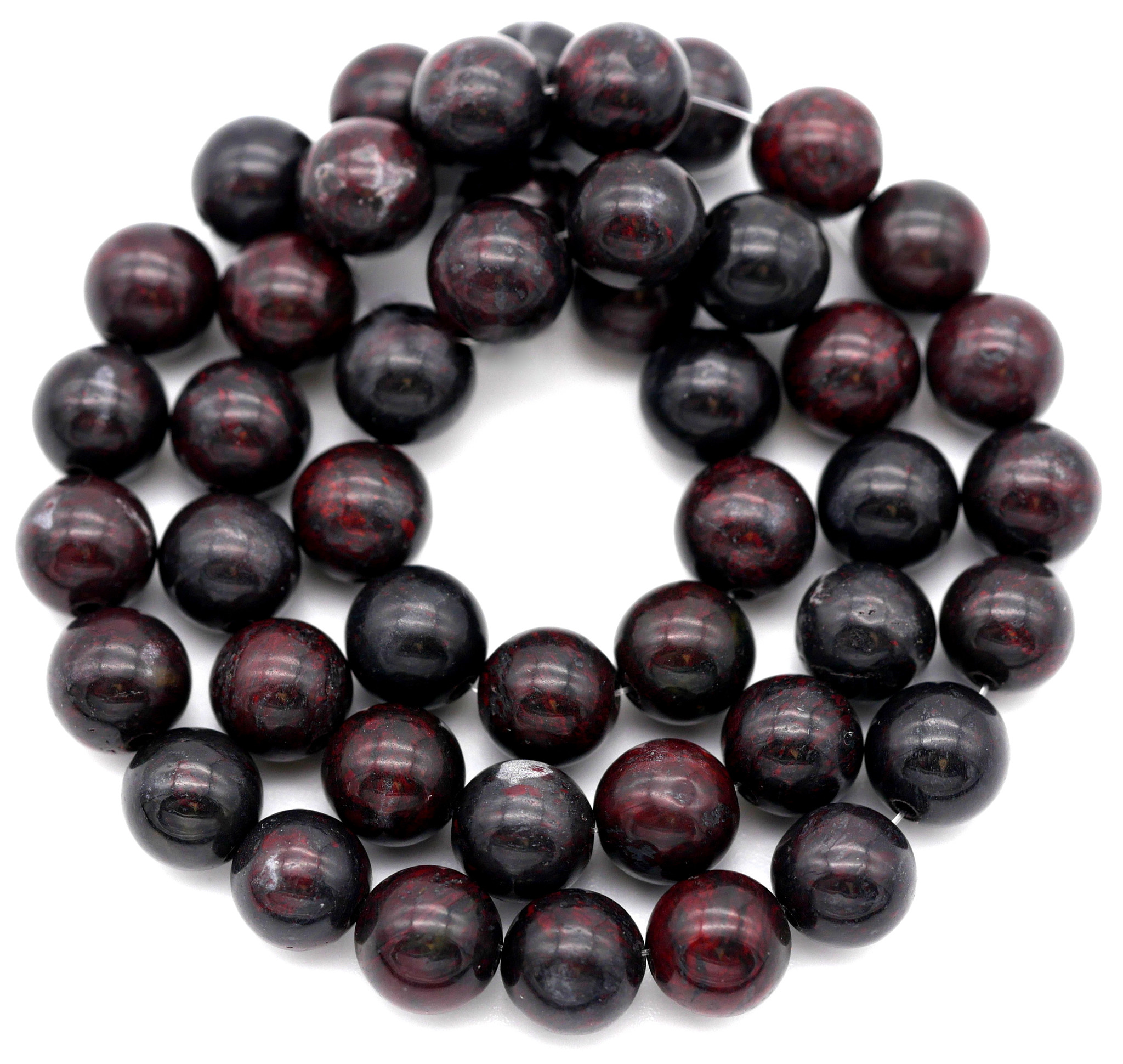 Approx. 15" Strand 8mm Indian Bloodstone Round Beads - Bead Box Bargains