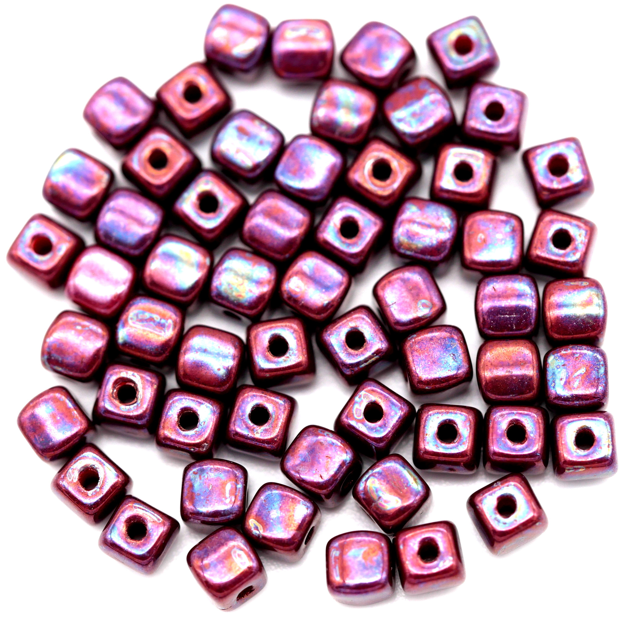 5-Gram Bag (Approx. 50+ Pcs) 4mm Czech Pressed Glass Cube Beads, Opaque ...