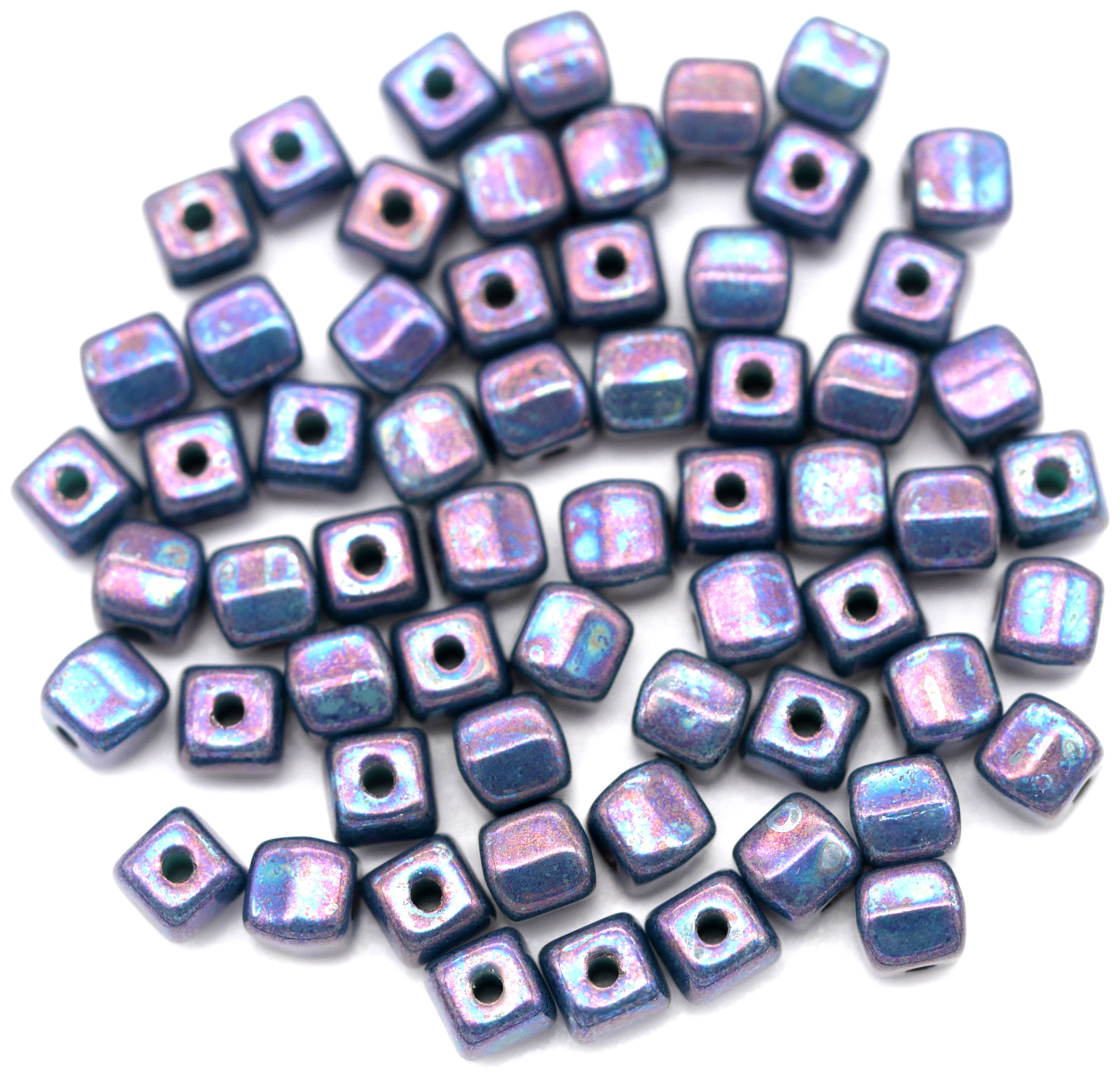 5-Gram Bag (Approx. 50+ Pcs) 4mm Czech Pressed Glass Cube Beads, Opaque ...