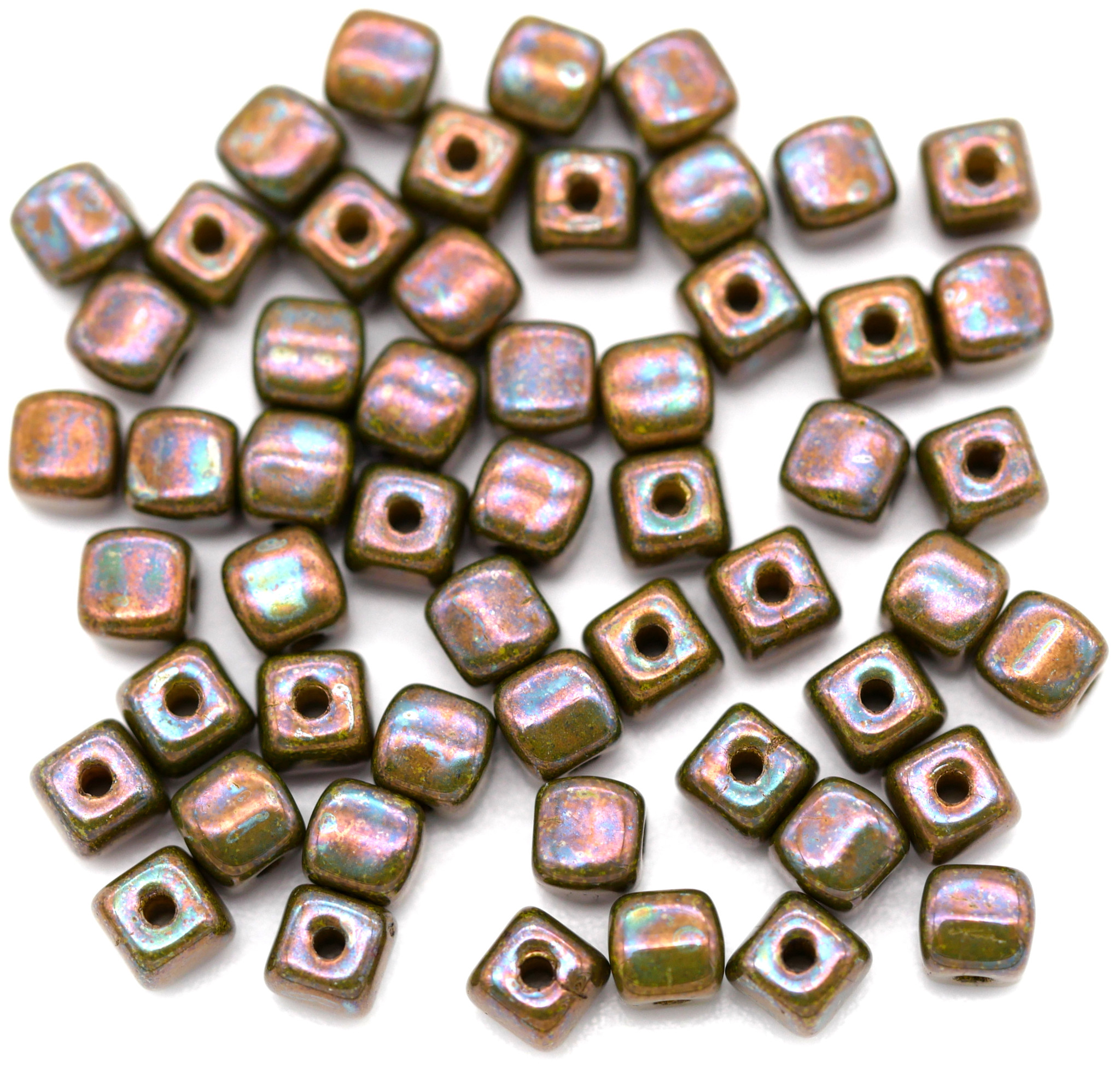 5-Gram Bag (Approx. 50+ Pcs) 4mm Czech Pressed Glass Cube Beads, Opaque ...