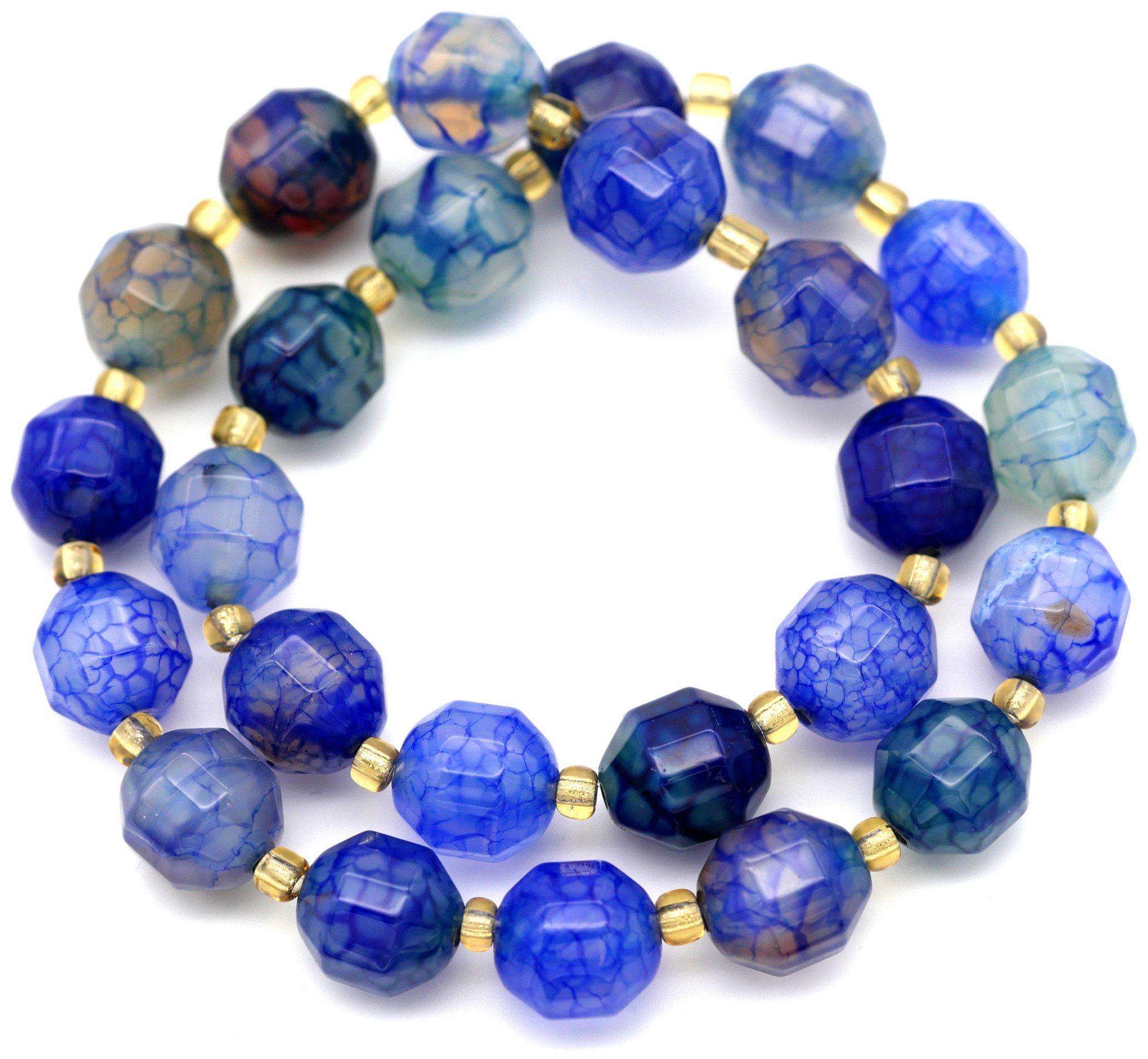 Approx. 14" Strand 12x11mm Dragon Veins Agate Faceted Double-Point ...