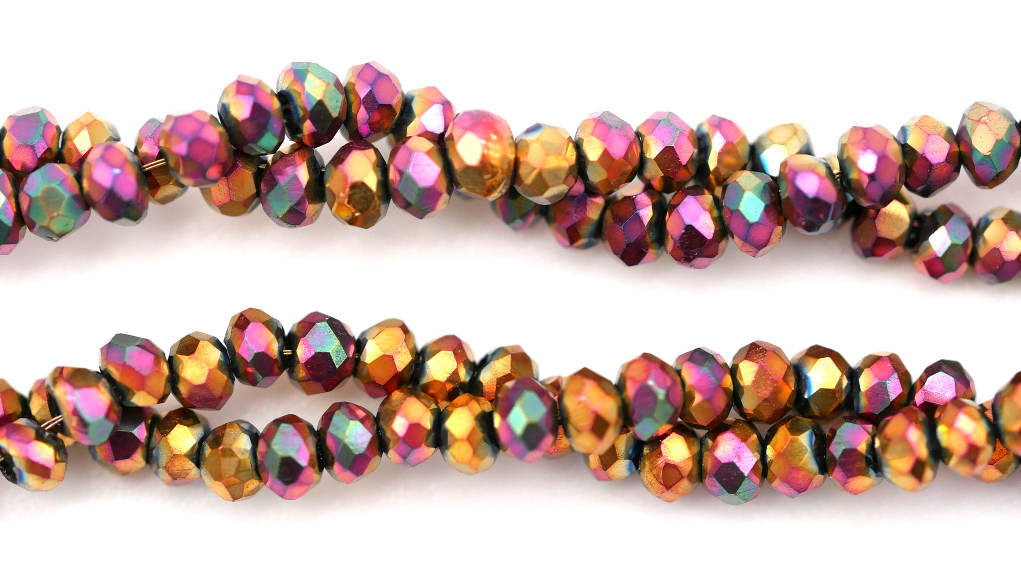 Approx. 11" Strand 2.5x1.5mm Crystal Rondelle Beads, Metallic Red Multi ...