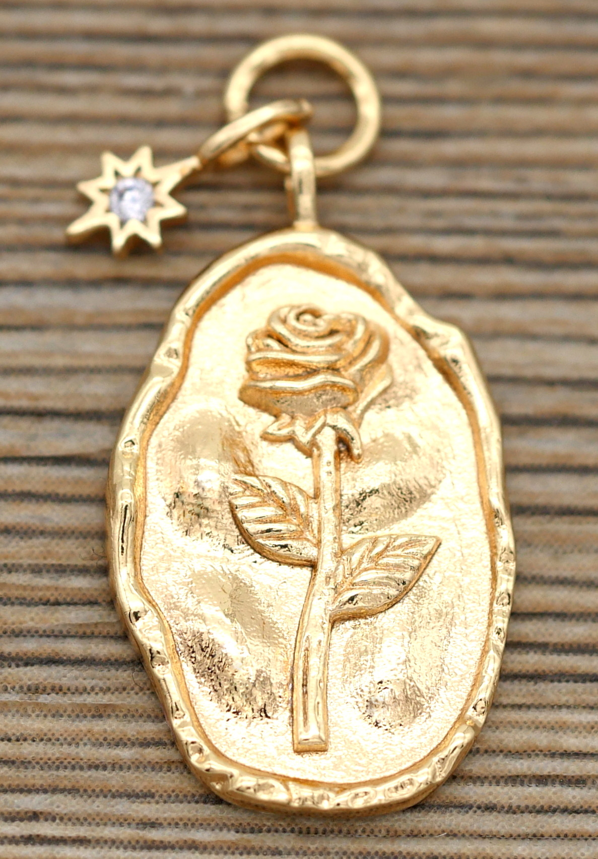 23x13mm 18K Gold-Plated Birth Month Flower Charm w/Crystal Birthstone ...