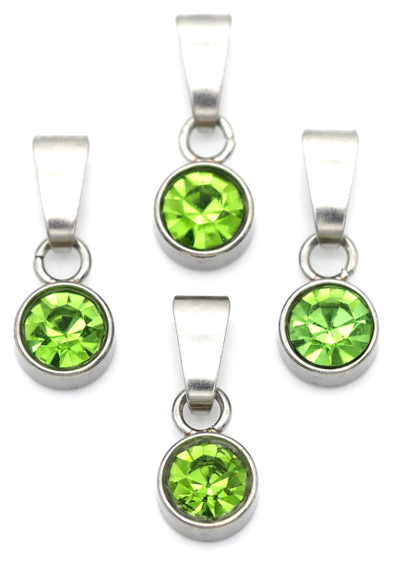 4pc 9x6mm Stainless Steel & Crystal Rhinestone Birthstone Drops, August ...