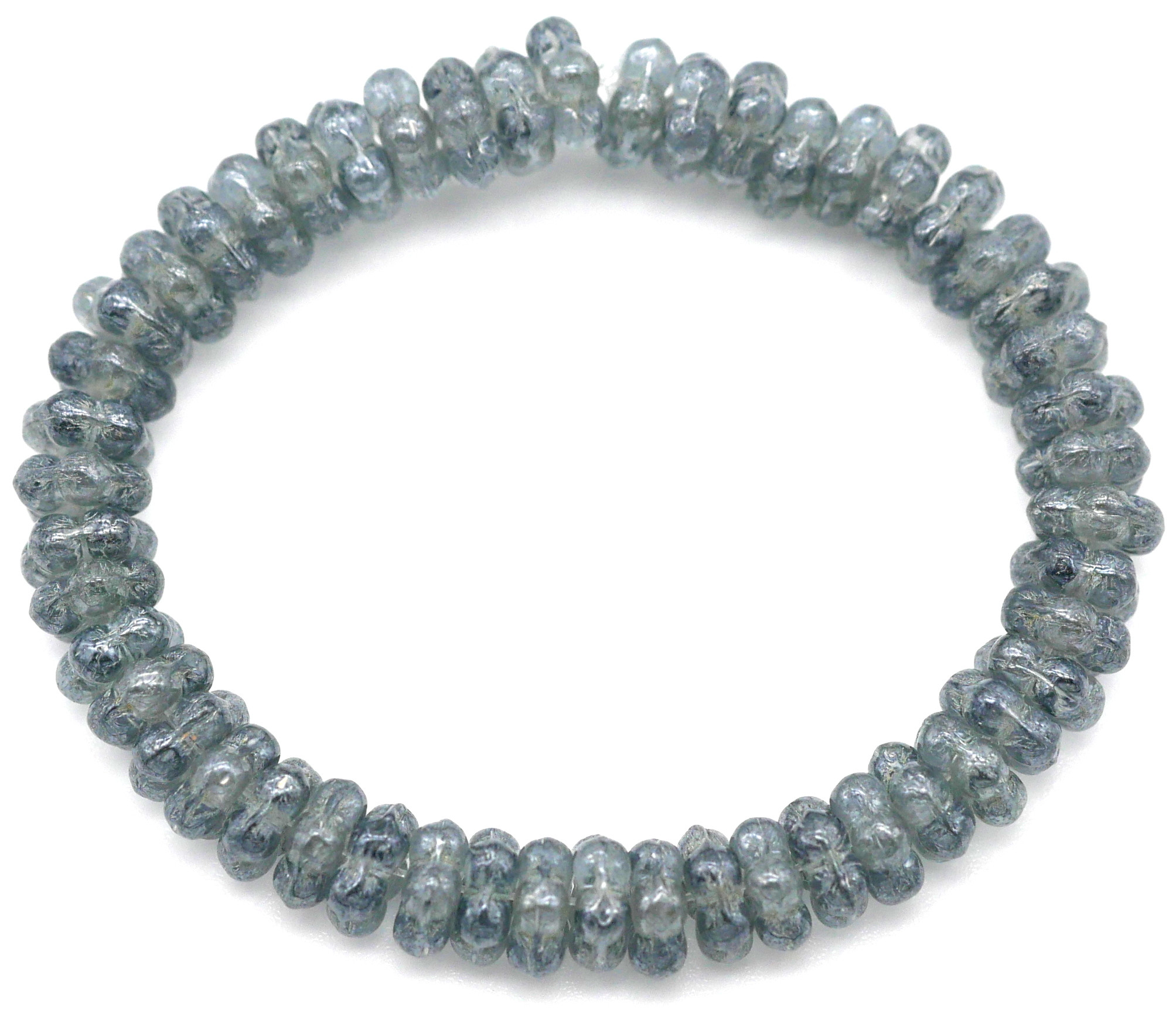48pc Strand 5mm Czech Pressed Glass Forget-Me-Not Spacer Beads, Steel ...