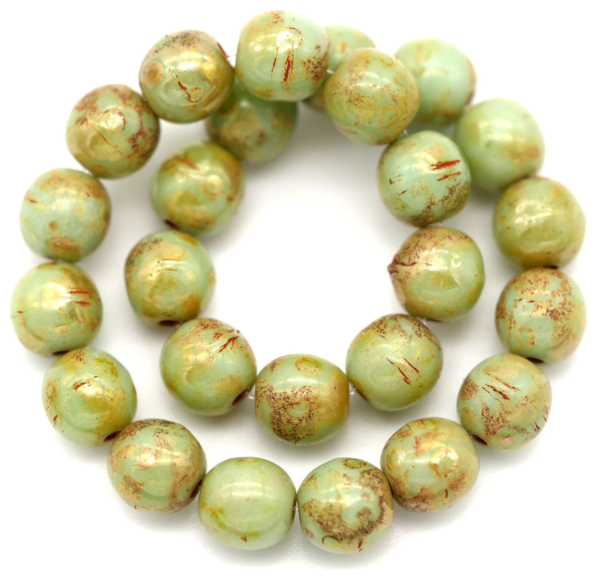 25pc Strand 6mm Czech Pressed Glass Druk Round Beads, Jade Green ...