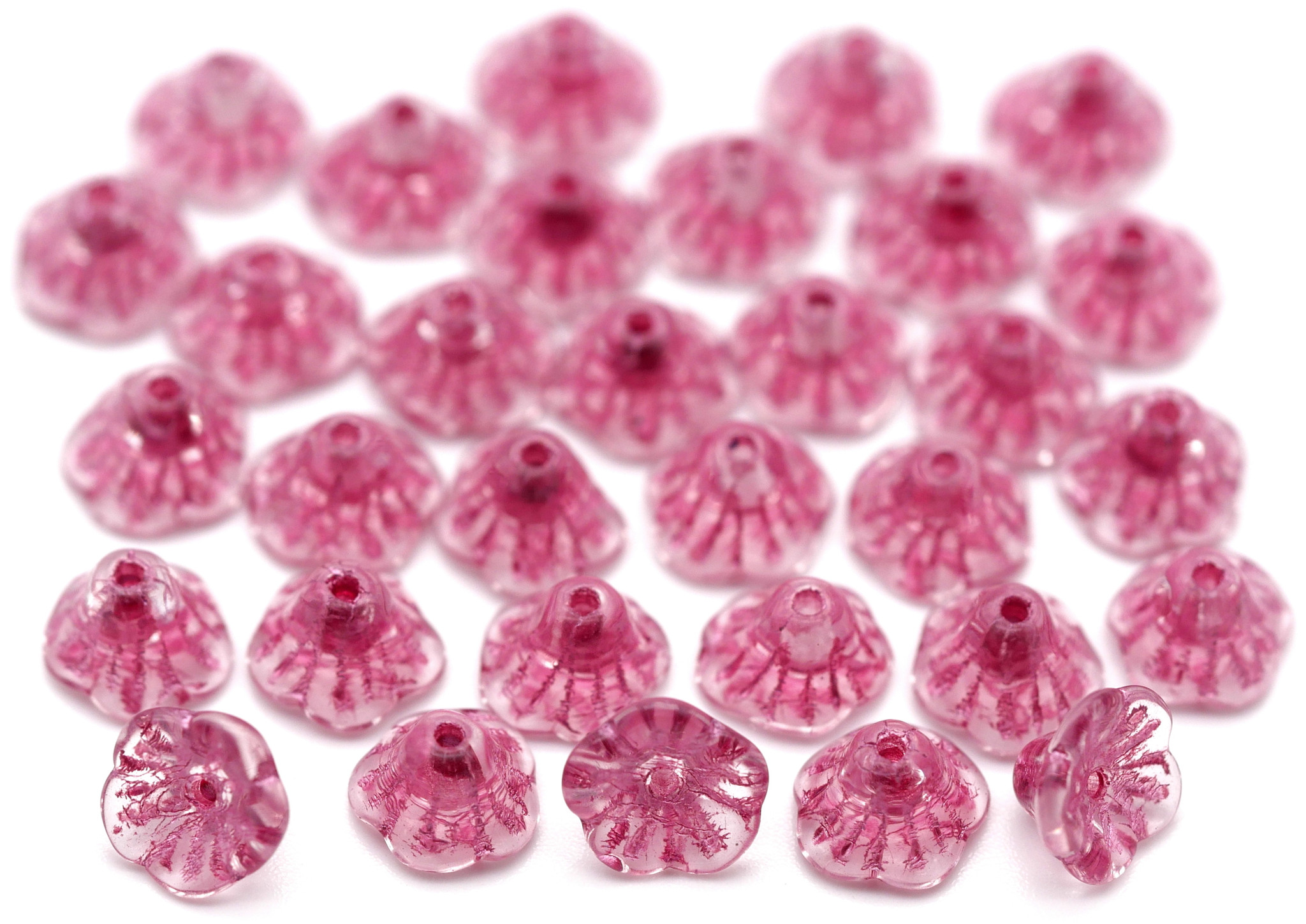 Approx. 5-Gram Bag of 7x5mm Czech Pressed Glass Mini Petunia Flower ...
