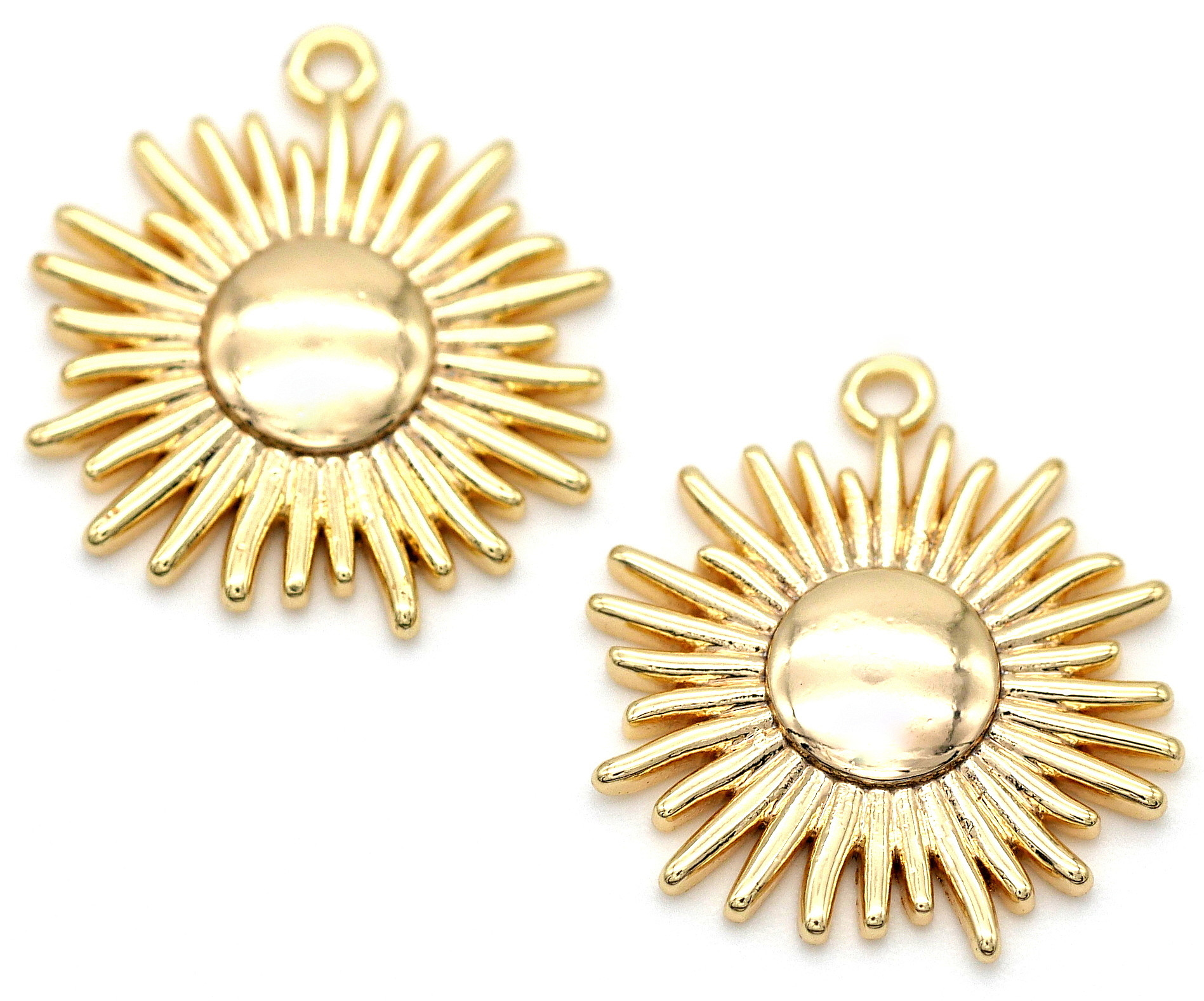 2pc 15.5x14.5mm 18K Gold-Plated Brass Sun Charms - Bead Box Bargains