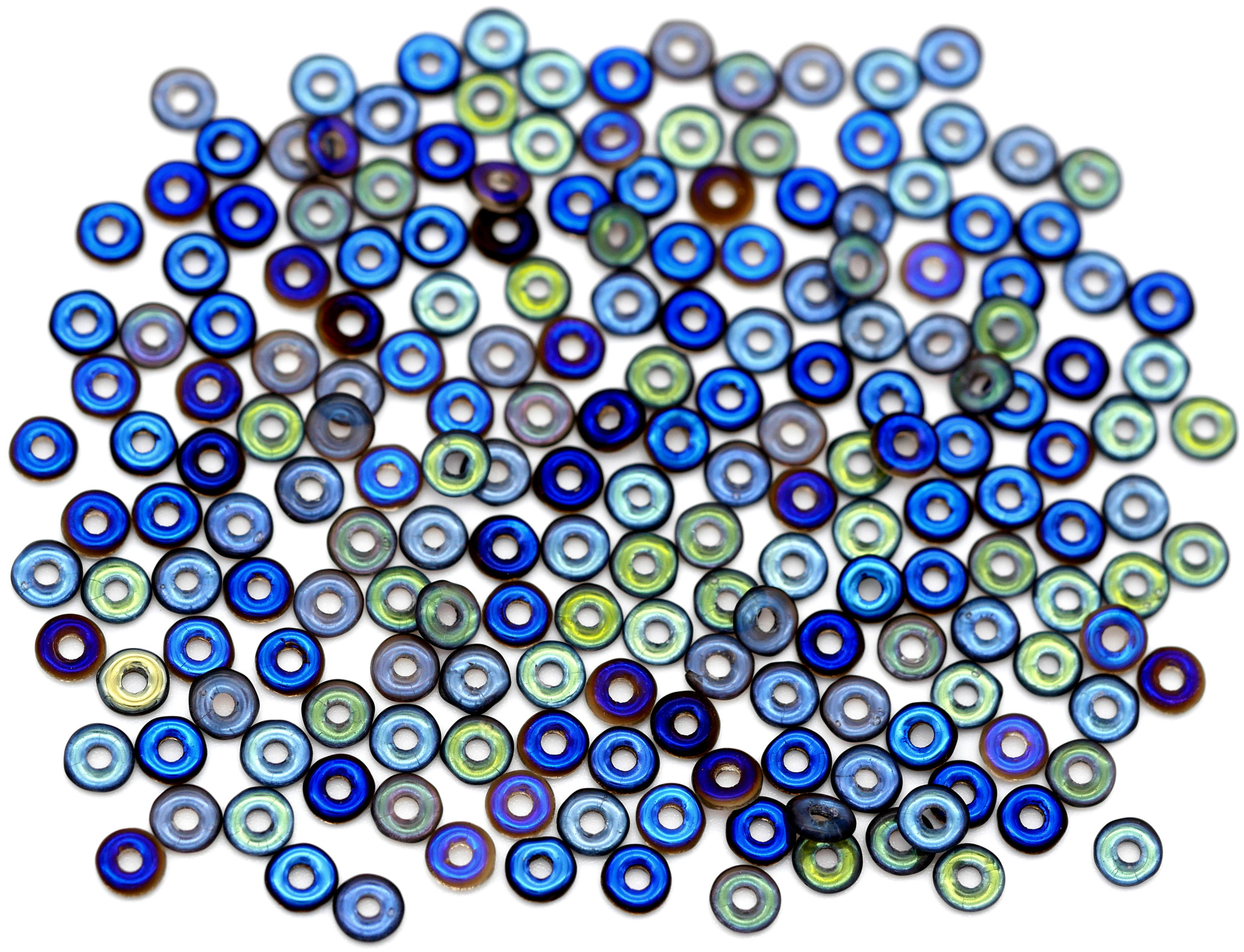 5 Grams of 4x1mm Czech Pressed Glass O Ring Beads, Crystal Metallic ...