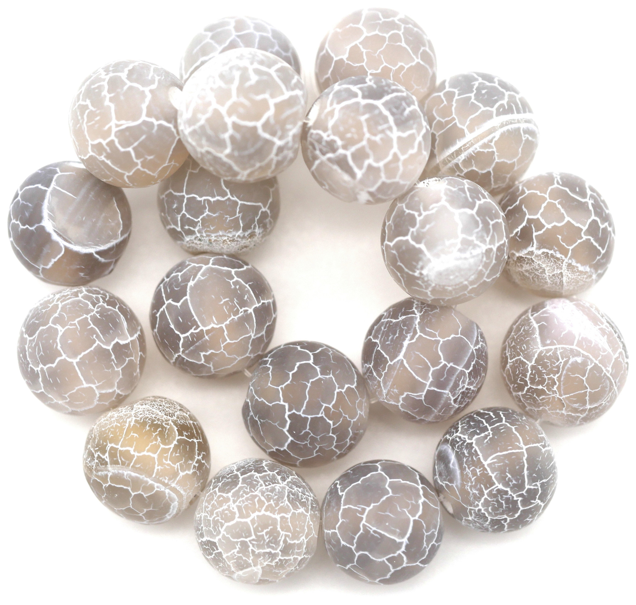 7” Strand 10mm Matte Gray Crackle Agate Beads (Dyed/Heated) - Bead Box ...