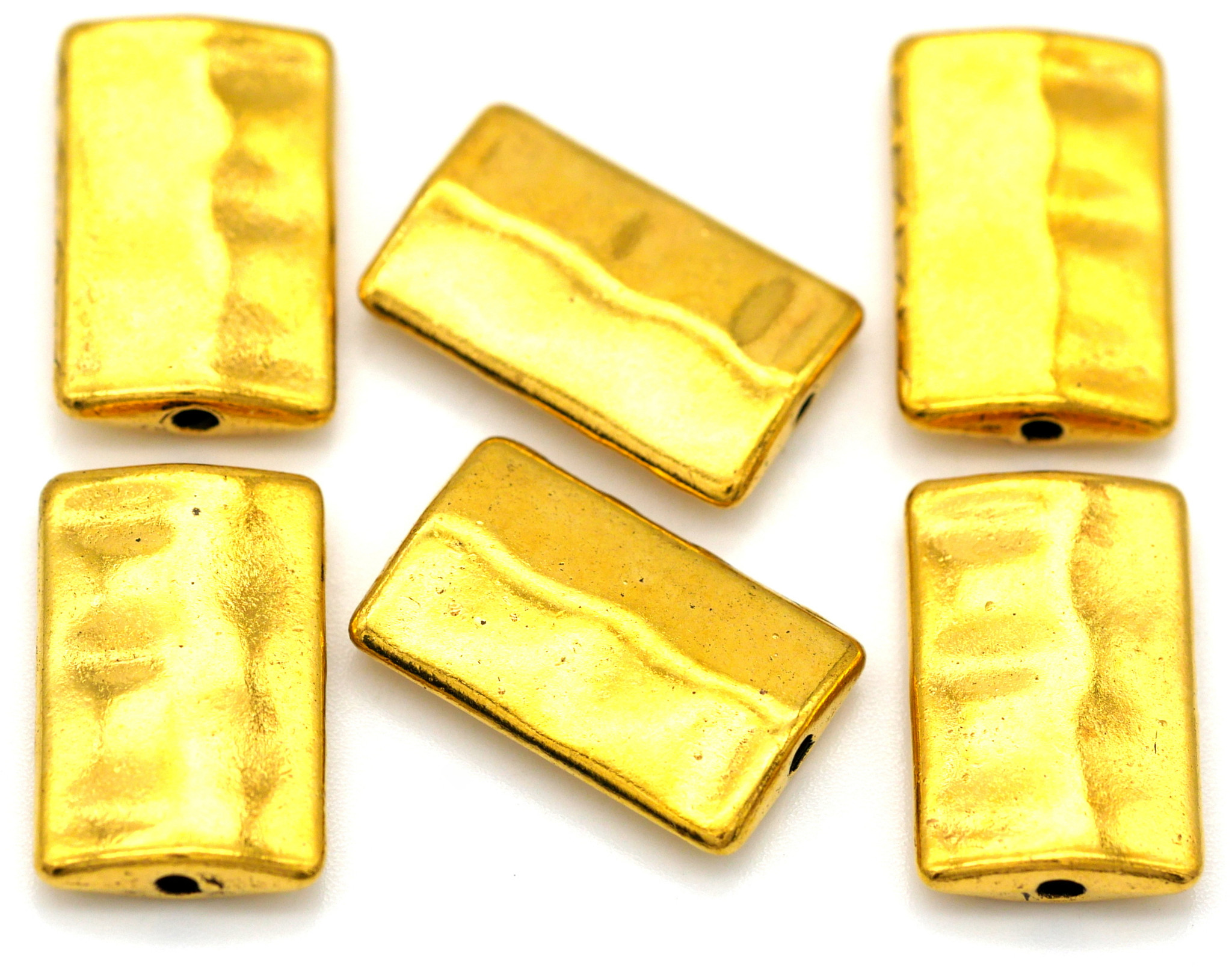 6pc 17x10.5mm Wavy Rectangle Spacer Bead, Antique Gold - Bead Box Bargains