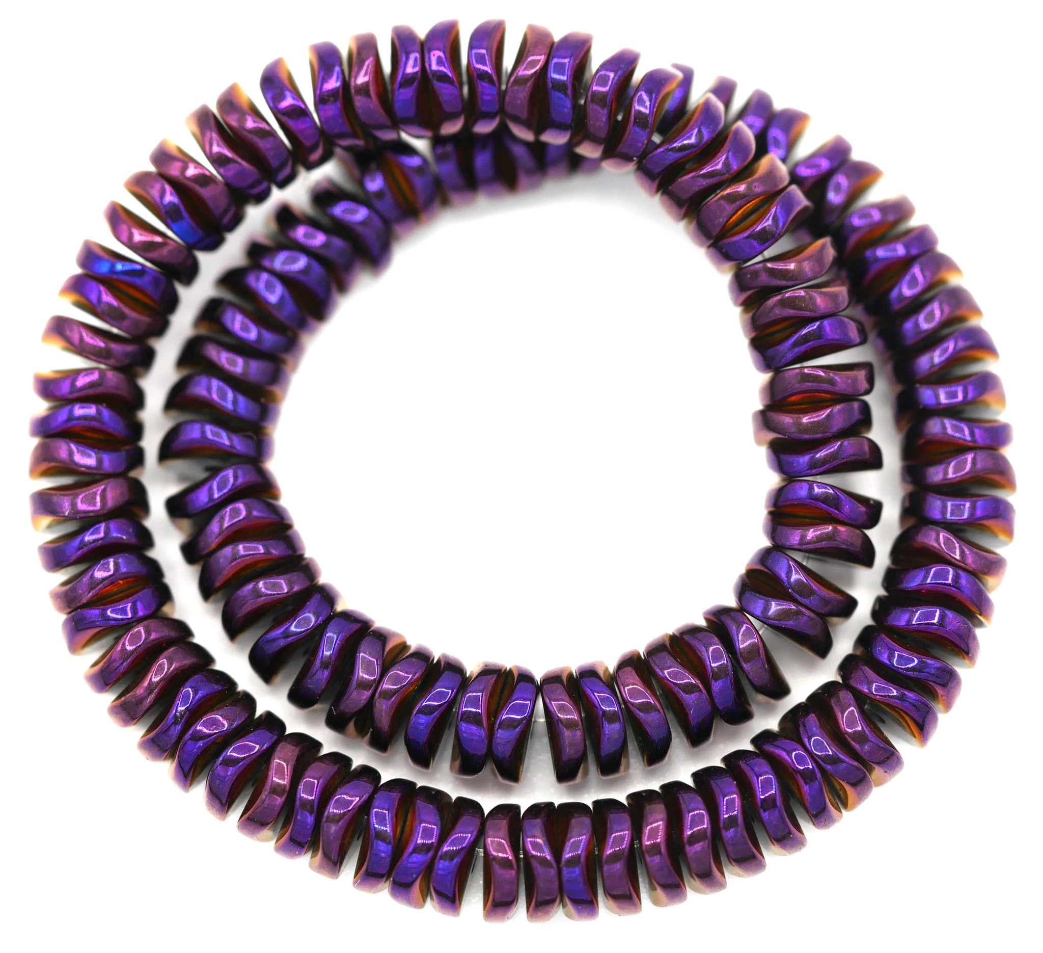Approx. 8" Strand 6mm Hematite (Man-Made) Wavy Disc Beads, Metallic ...