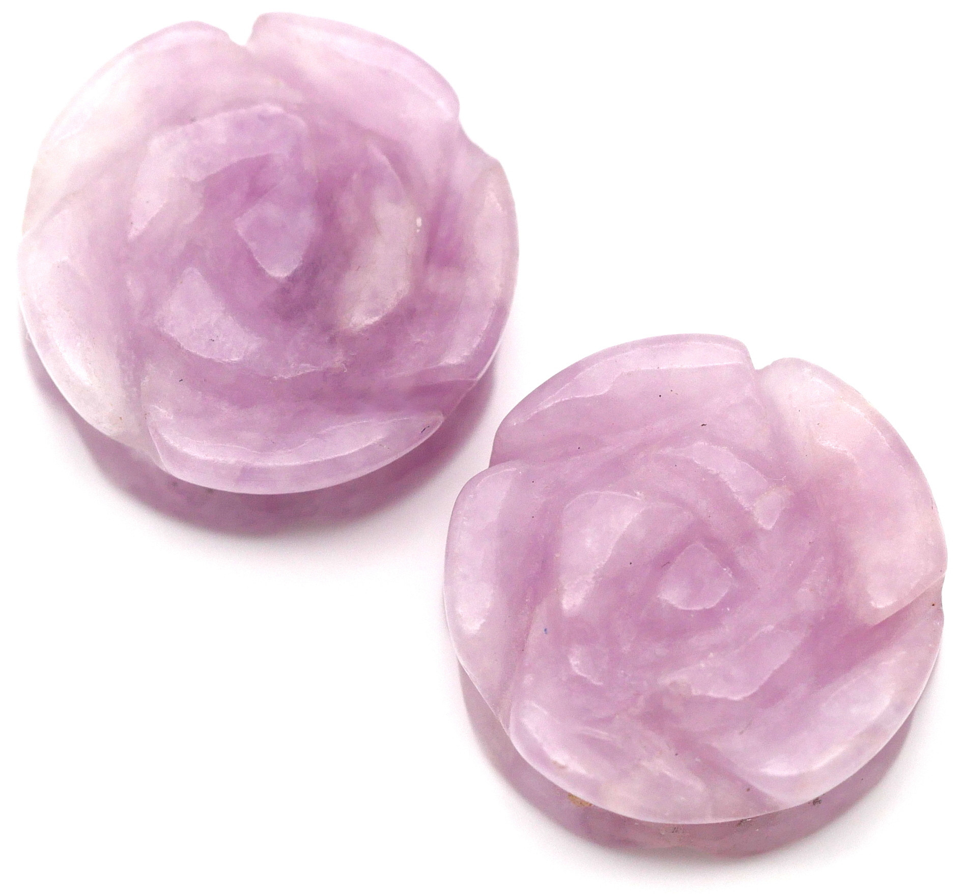 2pc 14mm Light Purple Lepidolite Carved Rose Beads - Bead Box Bargains