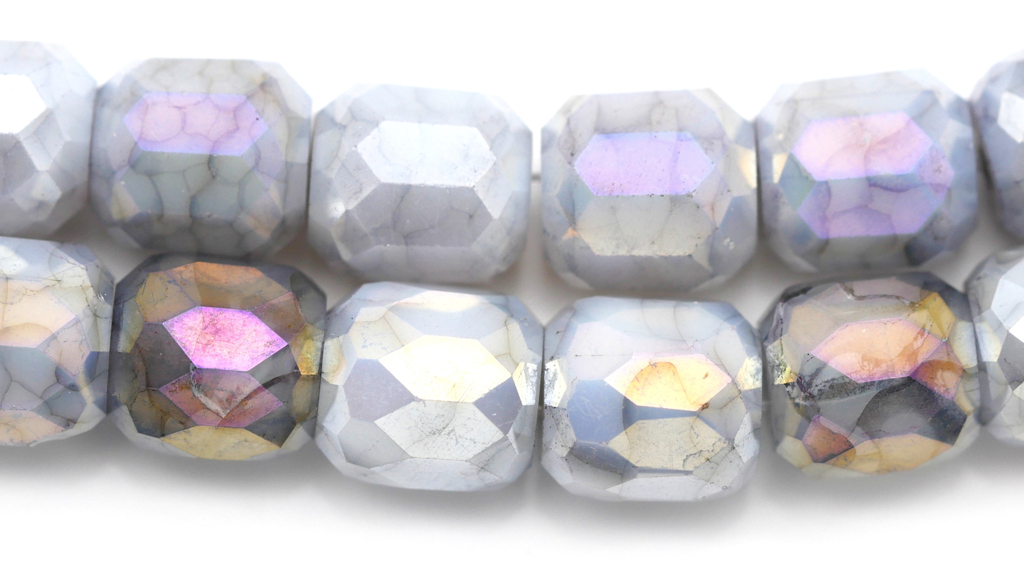 20pc Strand 8mm Crystal Faceted Barrel Beads, Gray Marble AB - Bead Box ...