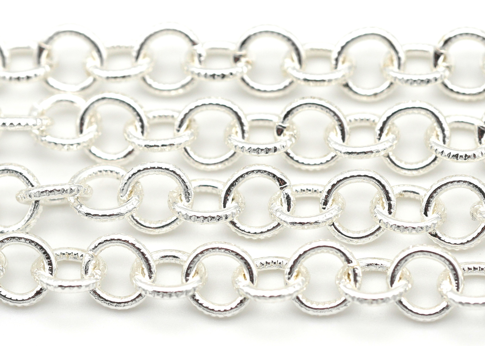 1 Meter 7mm Steel Textured Rolo Jewelry Chain, Silver - Bead Box Bargains