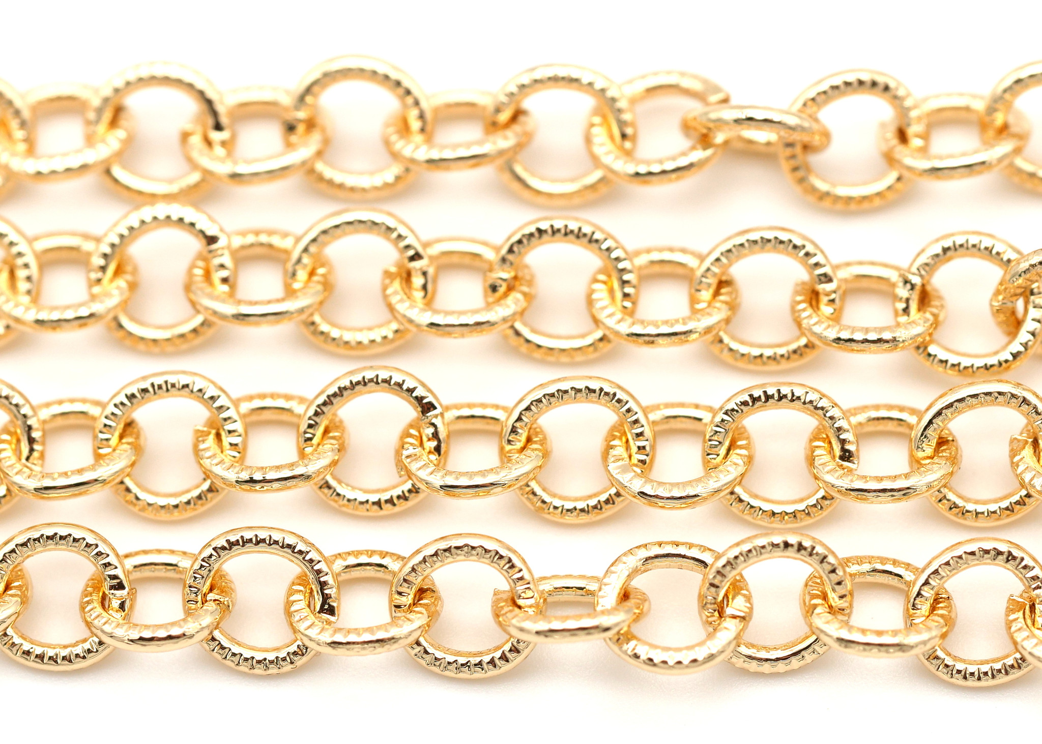 1 Meter 7mm Steel Textured Rolo Jewelry Chain, Gold - Bead Box Bargains