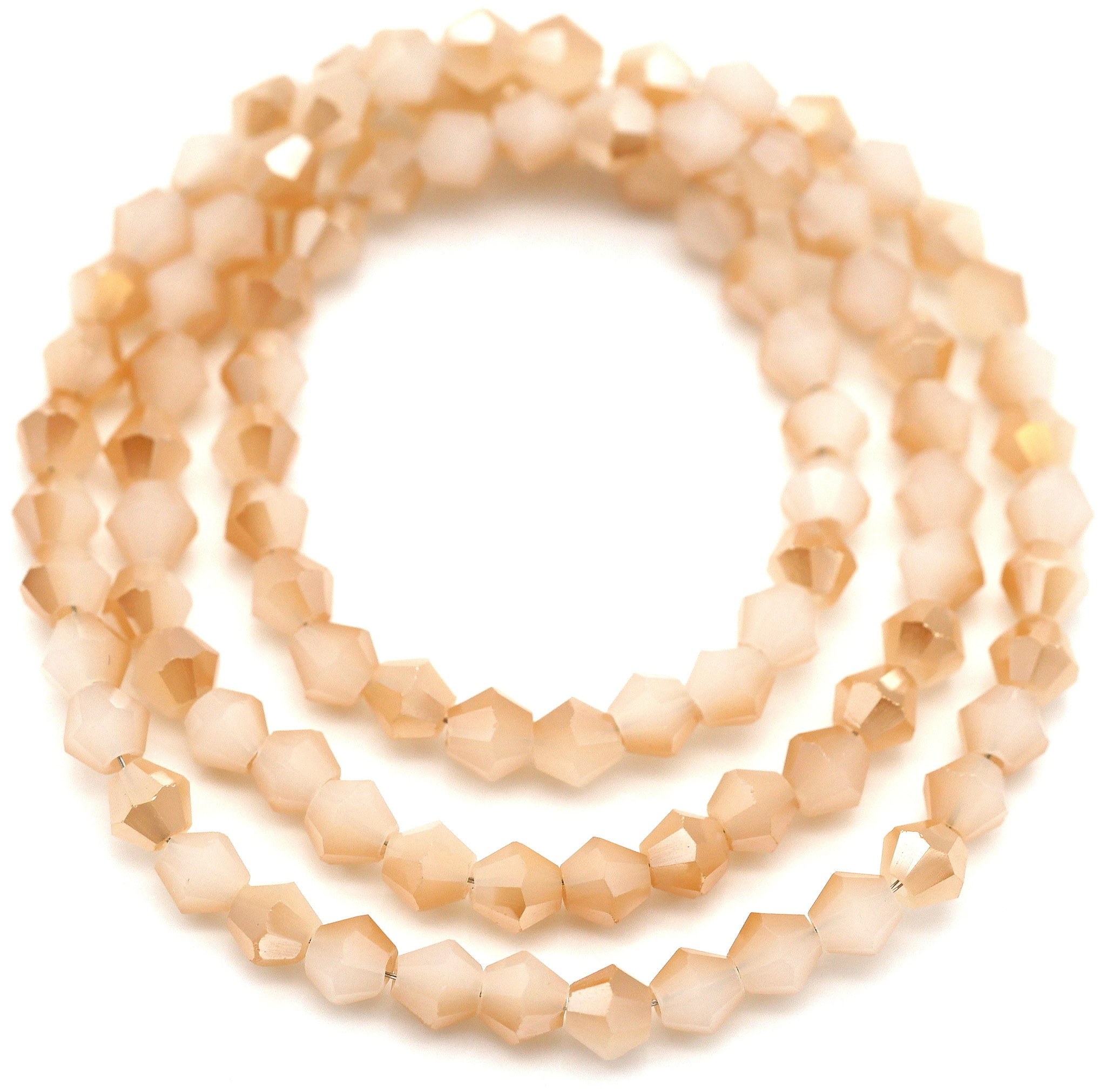 13” Strand 4mm Crystal Bicone Beads, Ivory Champagne - Bead Box Bargains