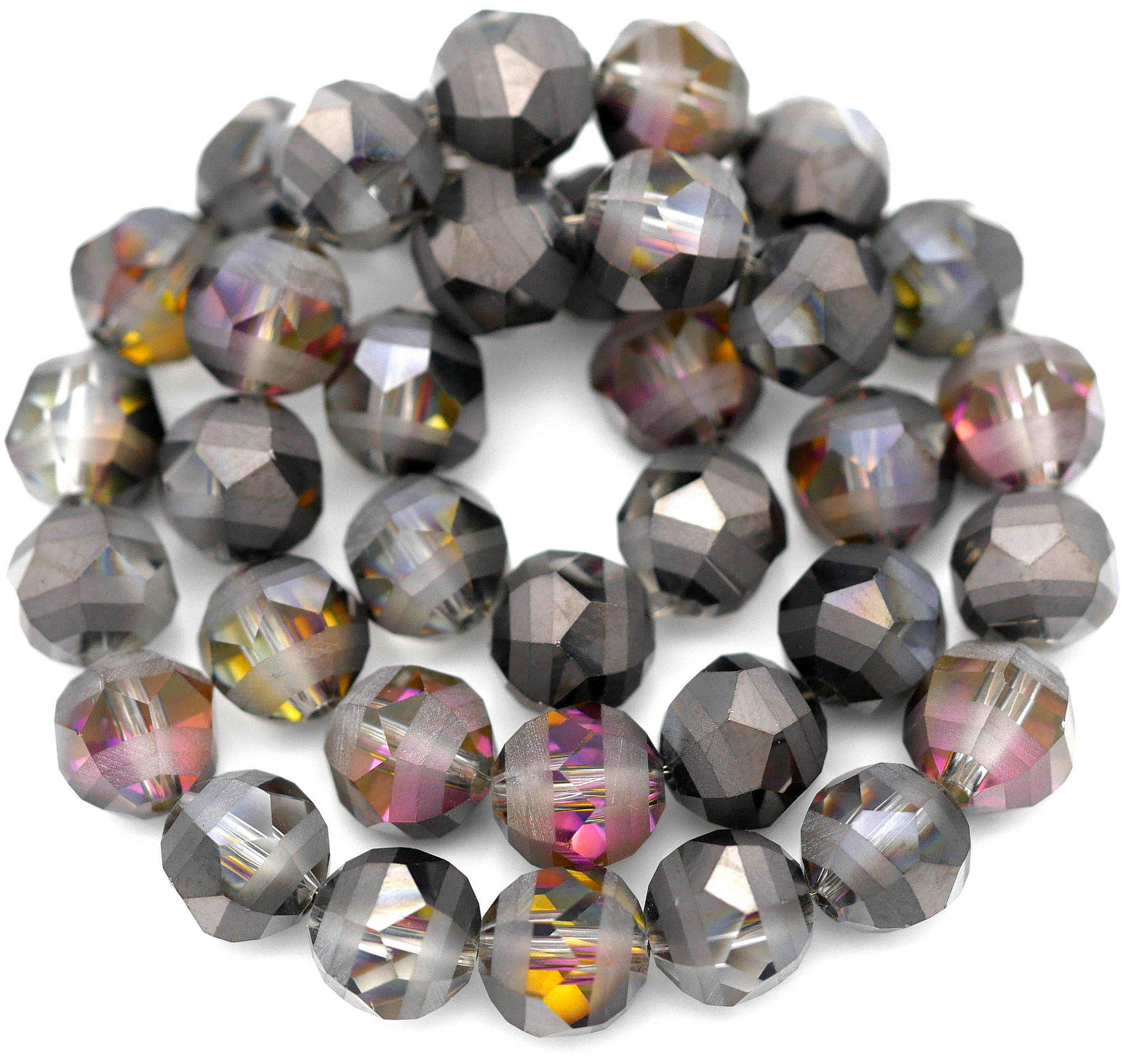 Approx. 10" Strand 8mm Half-Matte Crystal Faceted Round Beads, Shadow ...