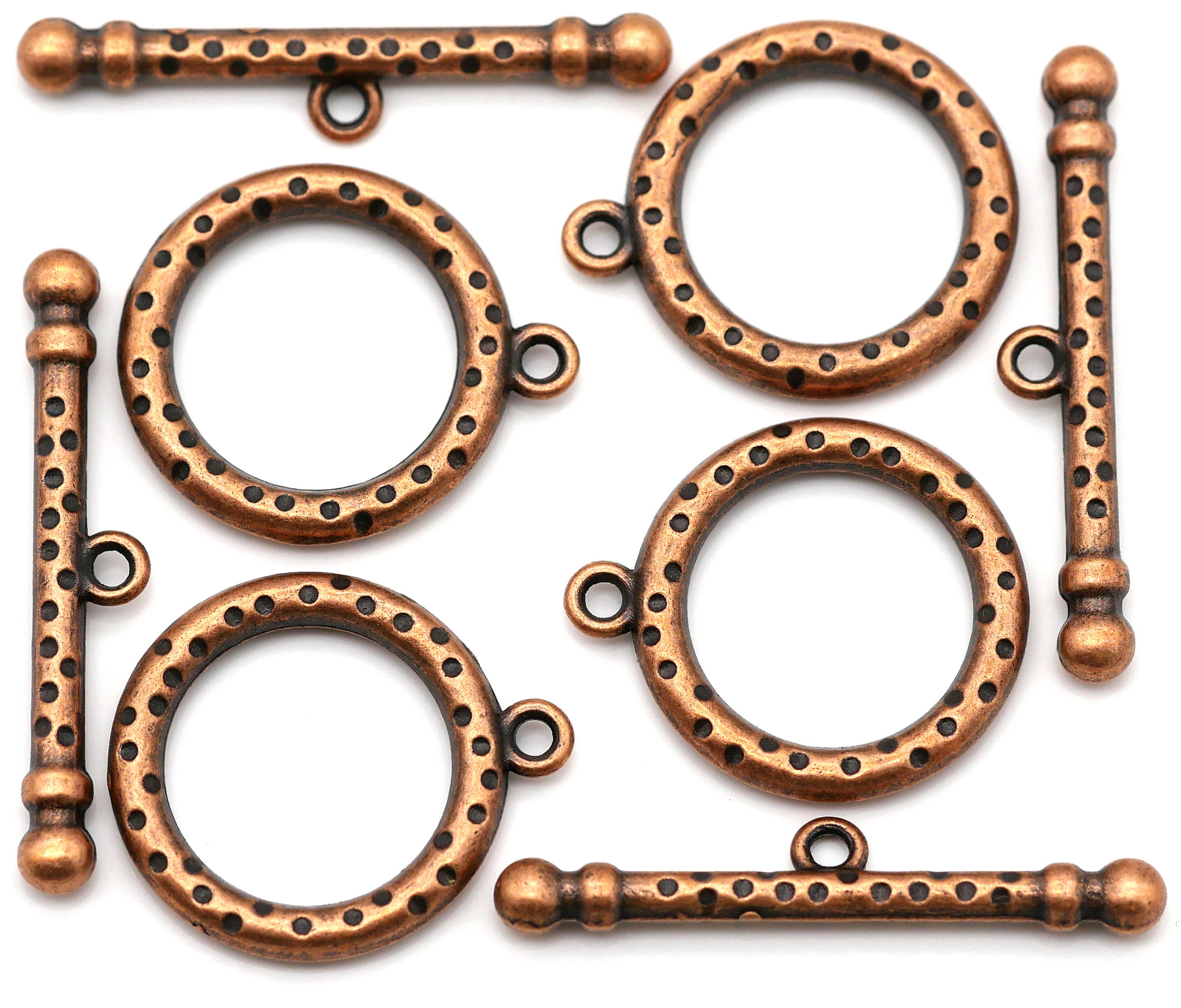 4 Sets 26x21mm & 37x2mm Large Textured Toggle Clasps, Antique Copper ...