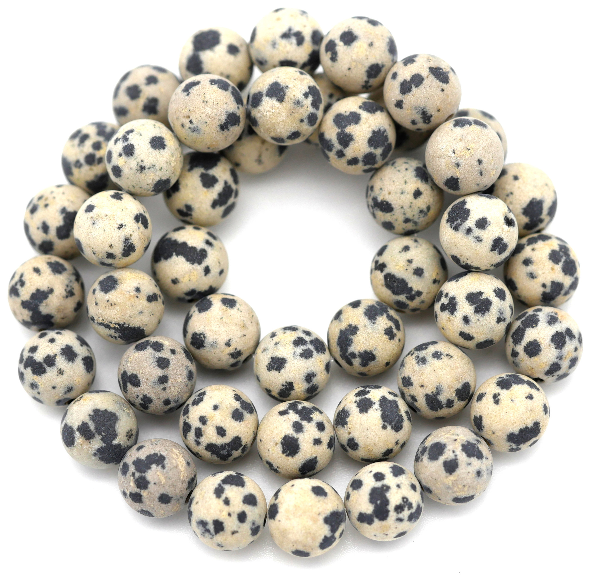 Approx. 14.5" Strand 8mm Dalmatian Jasper Round Beads - Bead Box Bargains