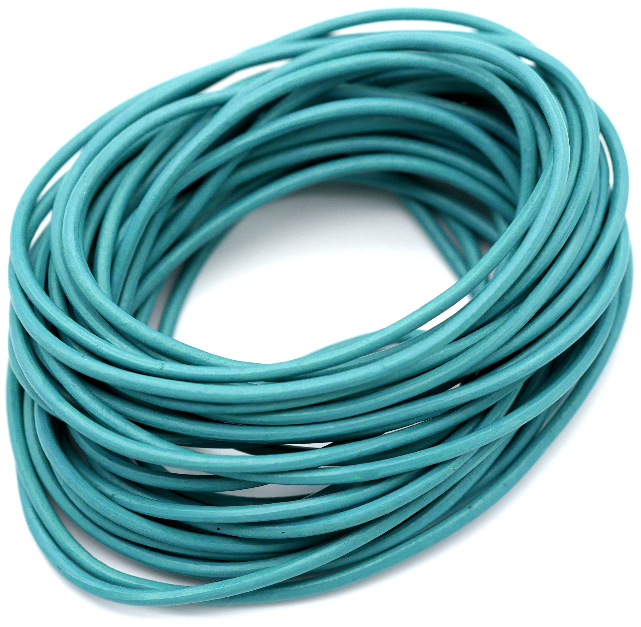 5 Meters of 2mm Genuine Leather Cord, Turquoise - Bead Box Bargains