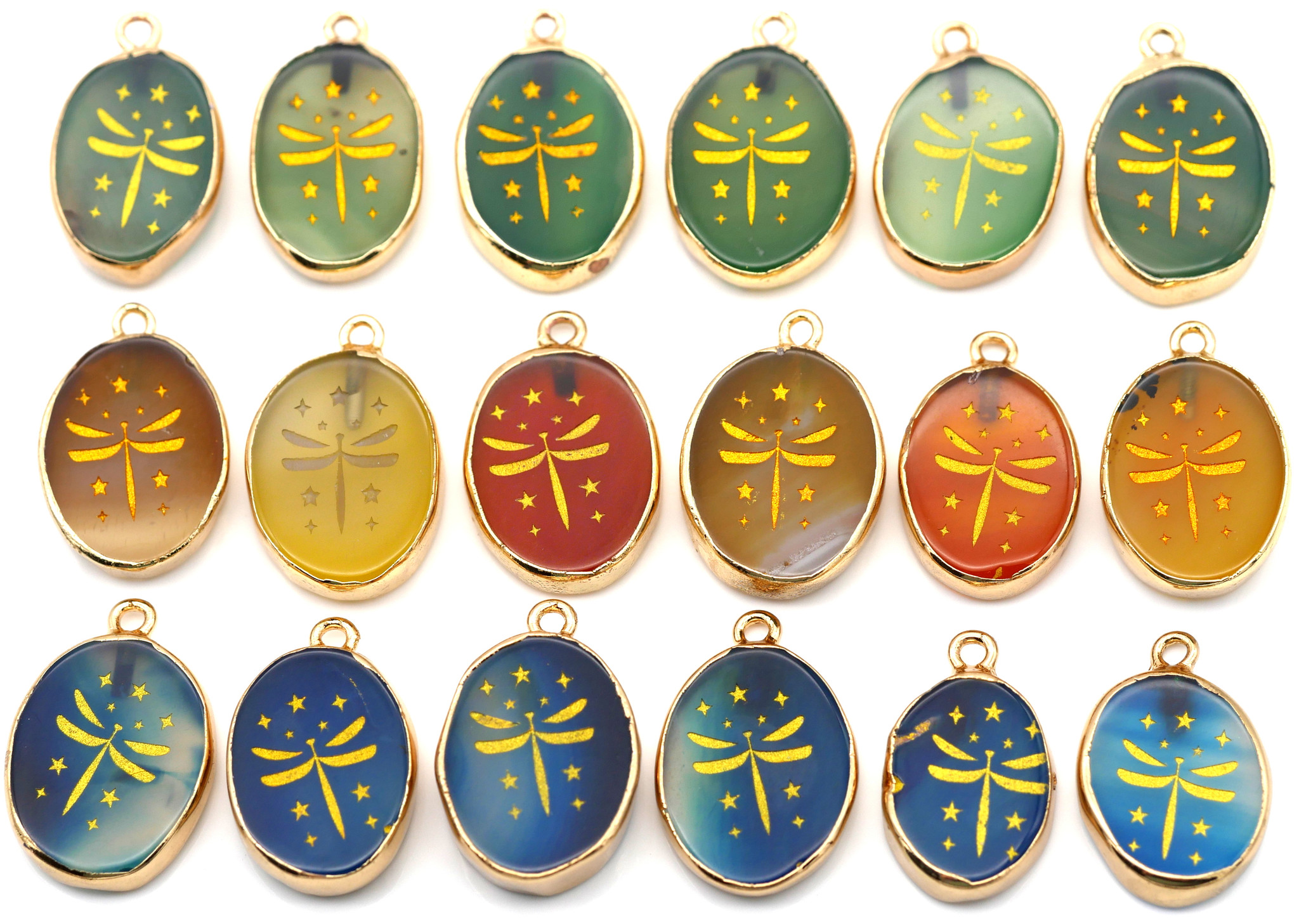 RANDOM PICK- 1pc Approx. 20-25mm Agate Dragonfly Nugget Charms, Mixed ...