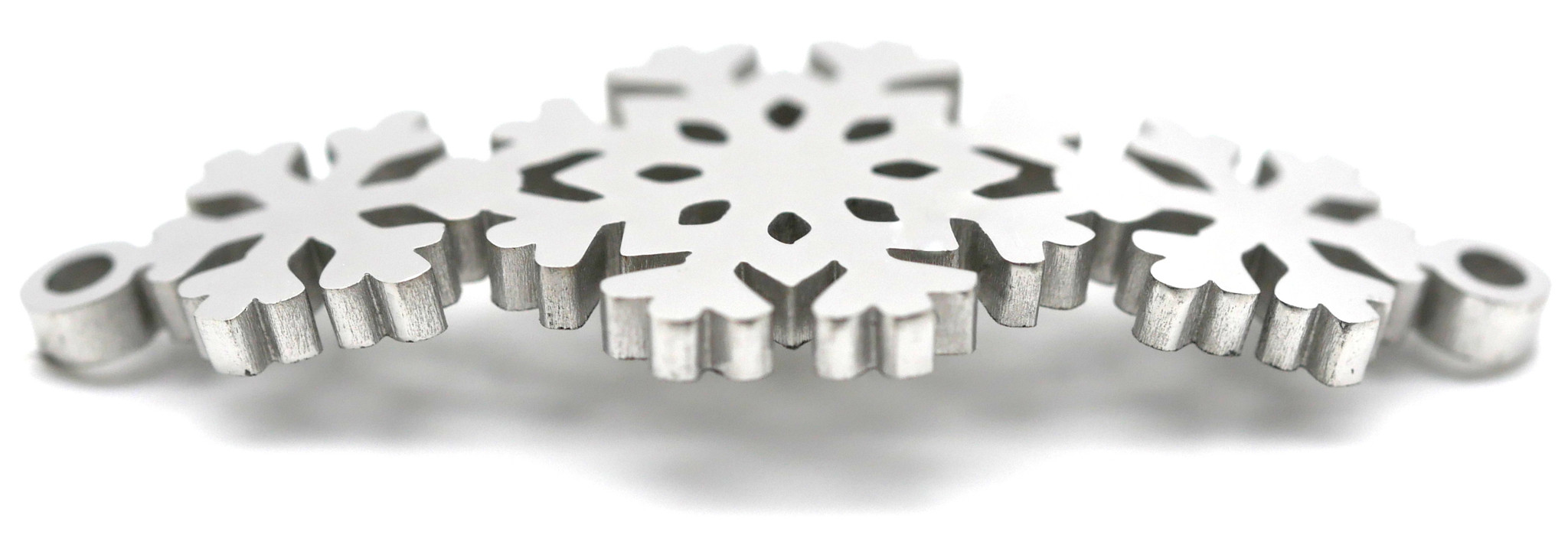 28x11mm Stainless Steel Laser-Cut Triple Snowflake Link - Bead Box Bargains