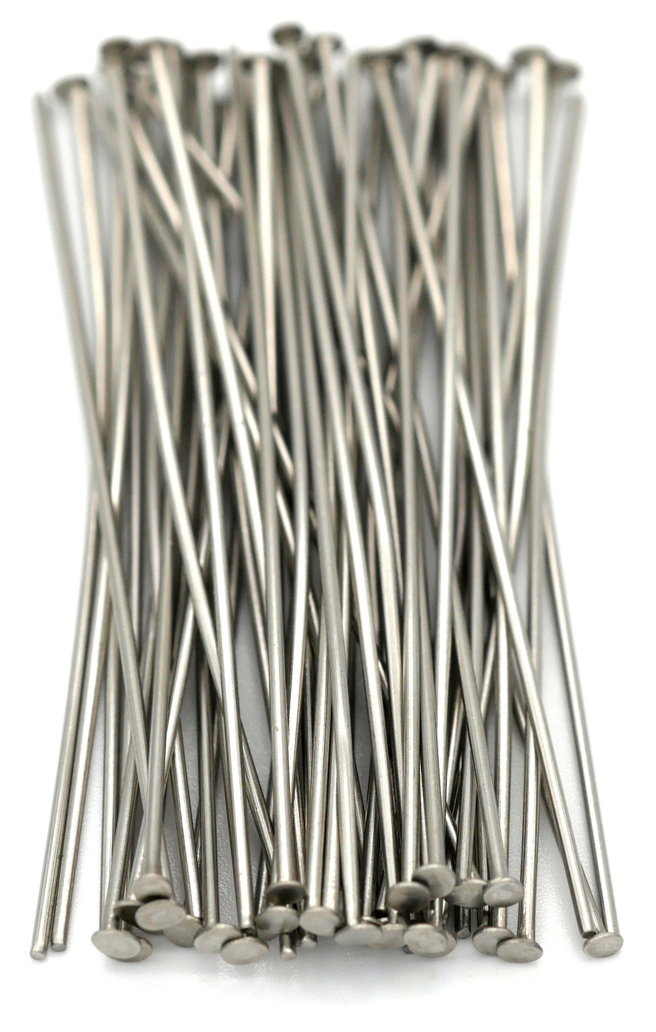 50pc 50mm 20-Gauge Stainless Steel Head Pins - Bead Box Bargains