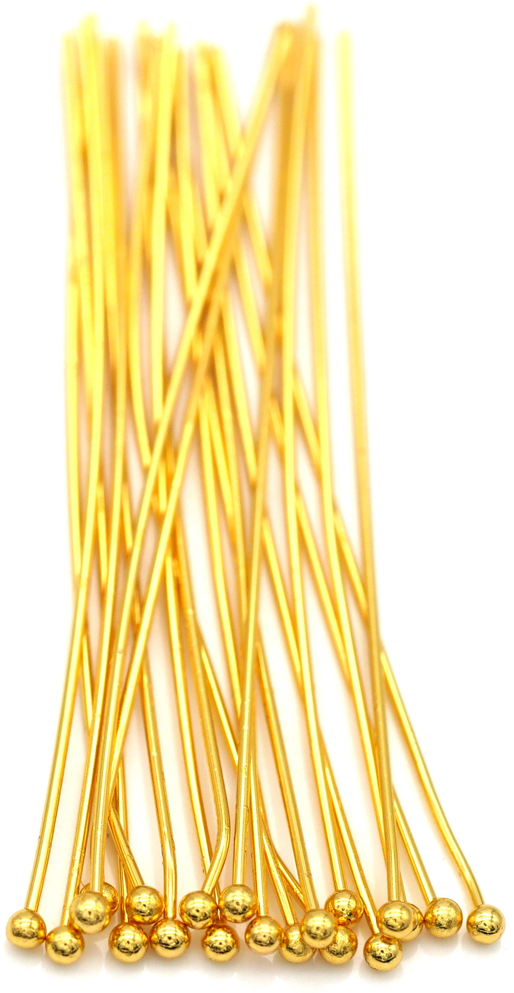 20pc 50mm 24-Gauge Brass 1.5mm Ball Head Pin, 18k Gold-Plated - Bead ...