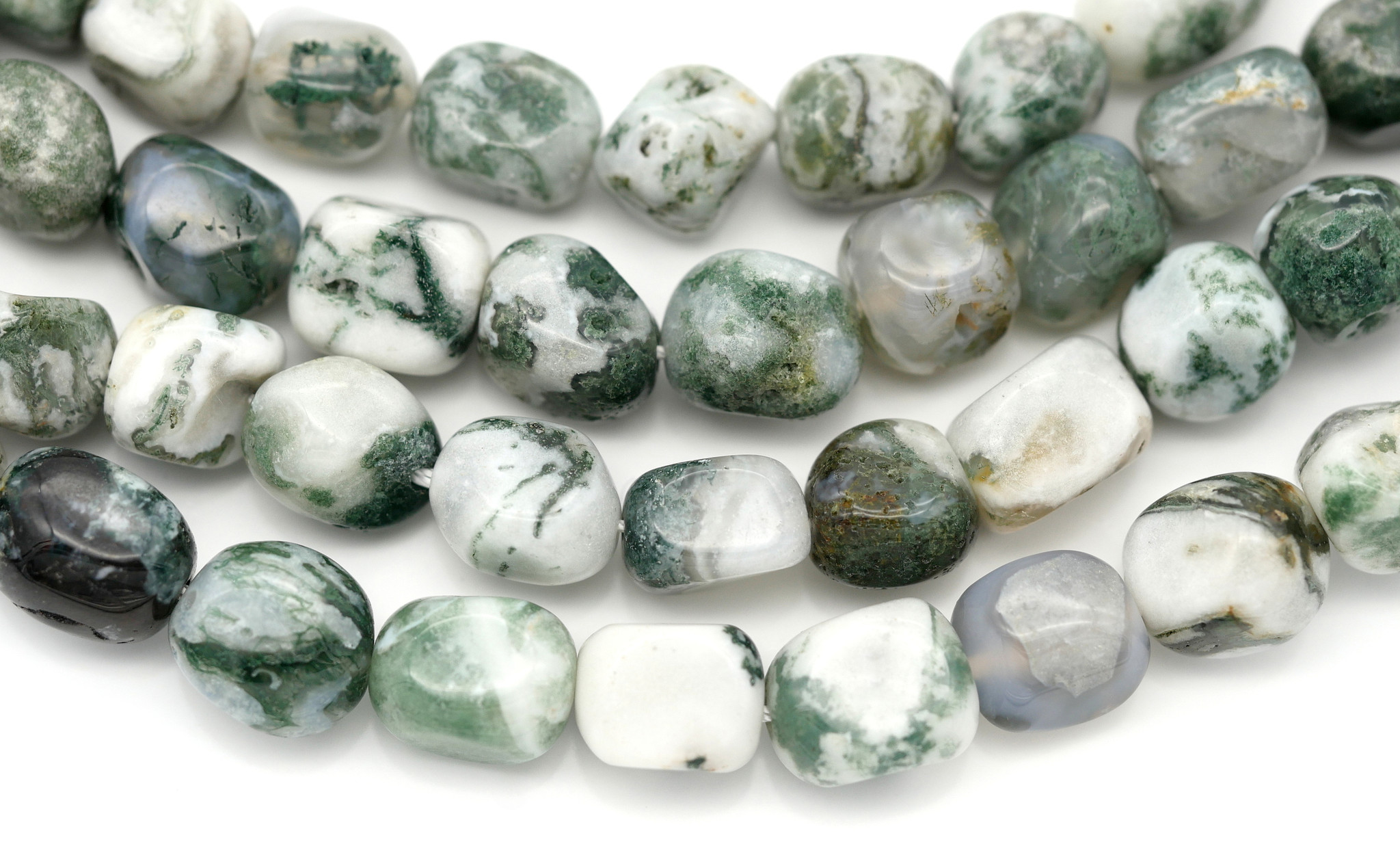 Approx. 15.5" Strand 9-14mm Tree Agate Tumbled Nugget Beads