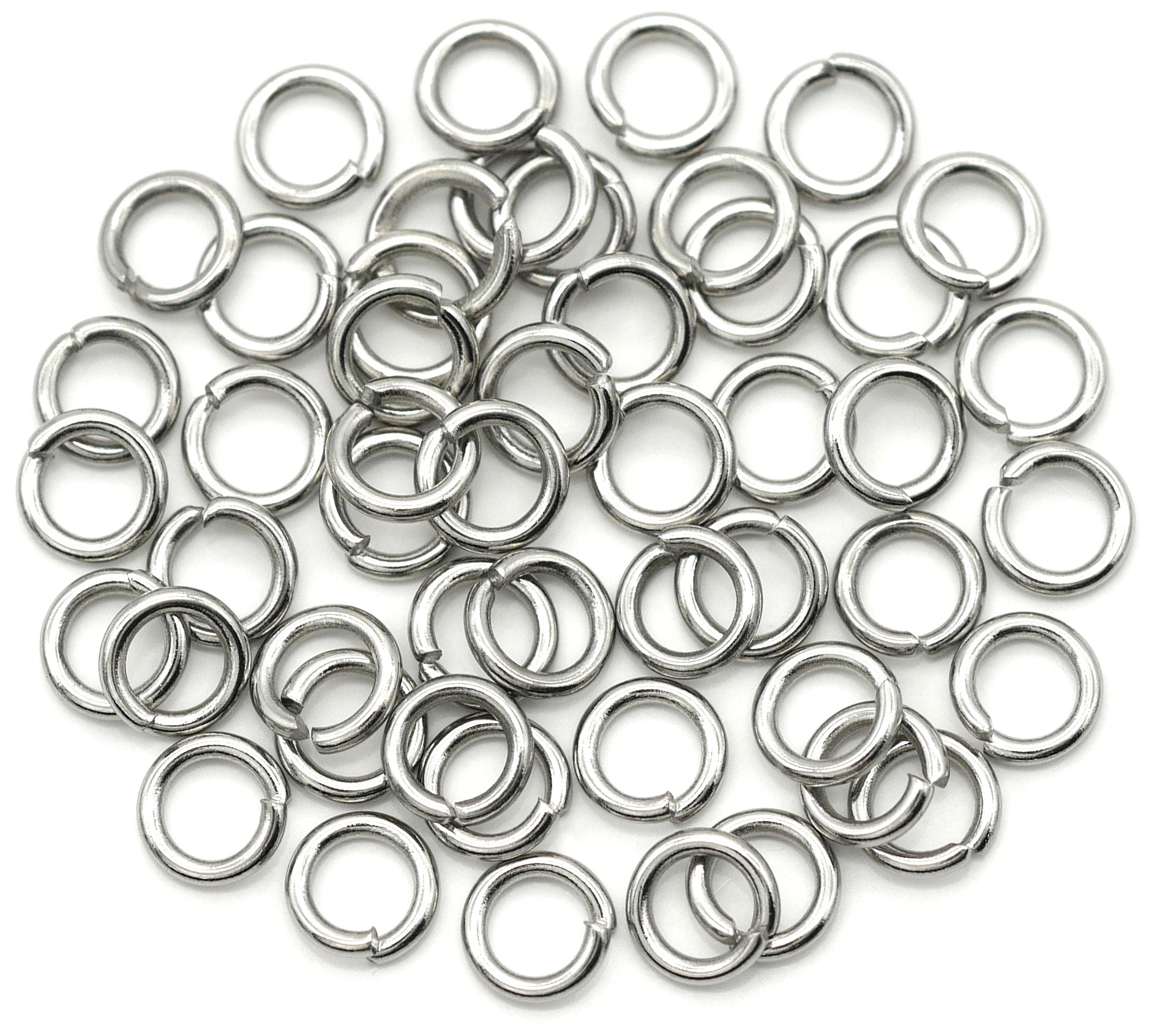 50pc 4.5mm 20-Gauge Stainless Steel Jump Rings - Bead Box Bargains
