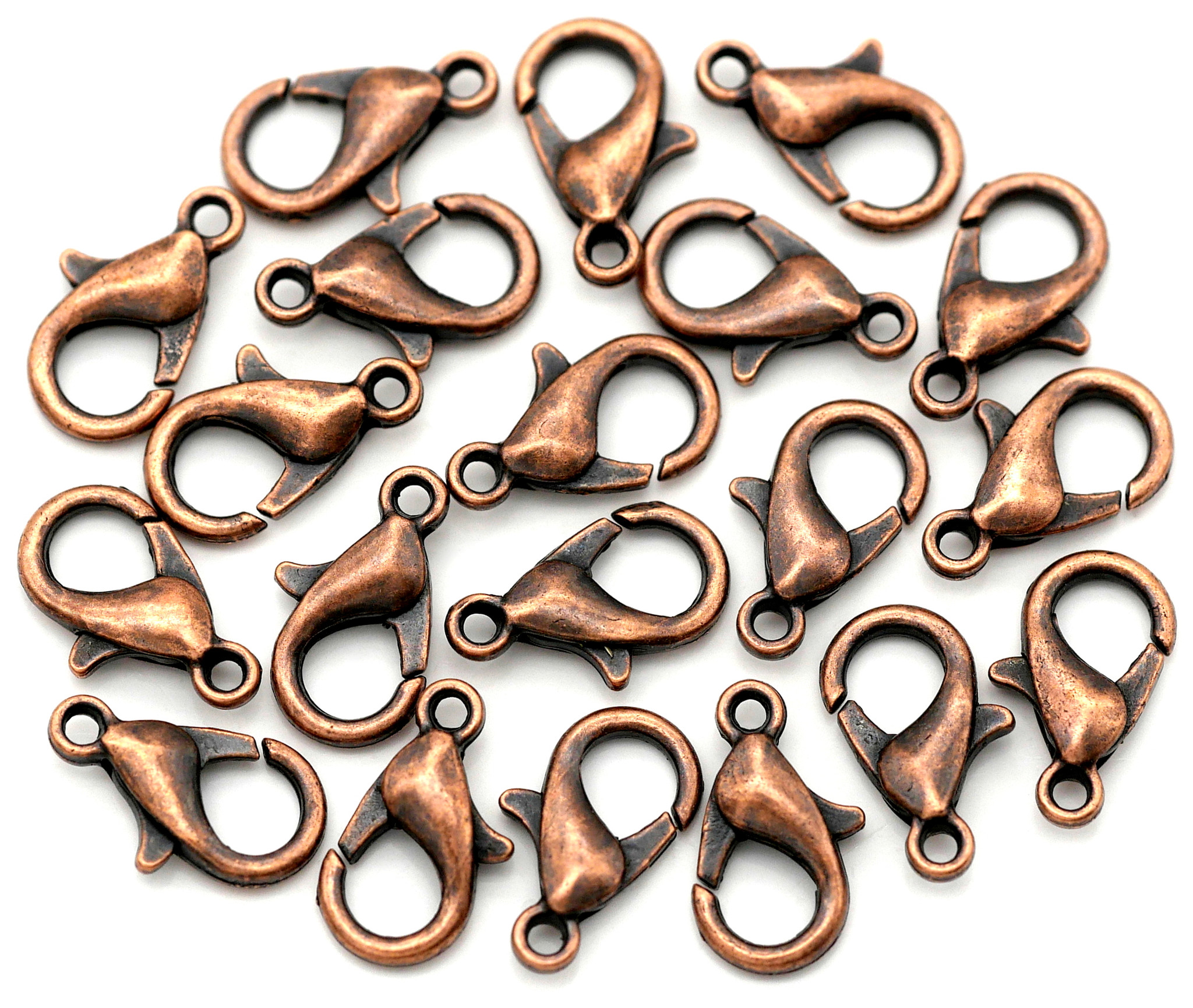 20pc 12x6mm Lobster Claw Clasps, Antique Copper - Bead Box Bargains