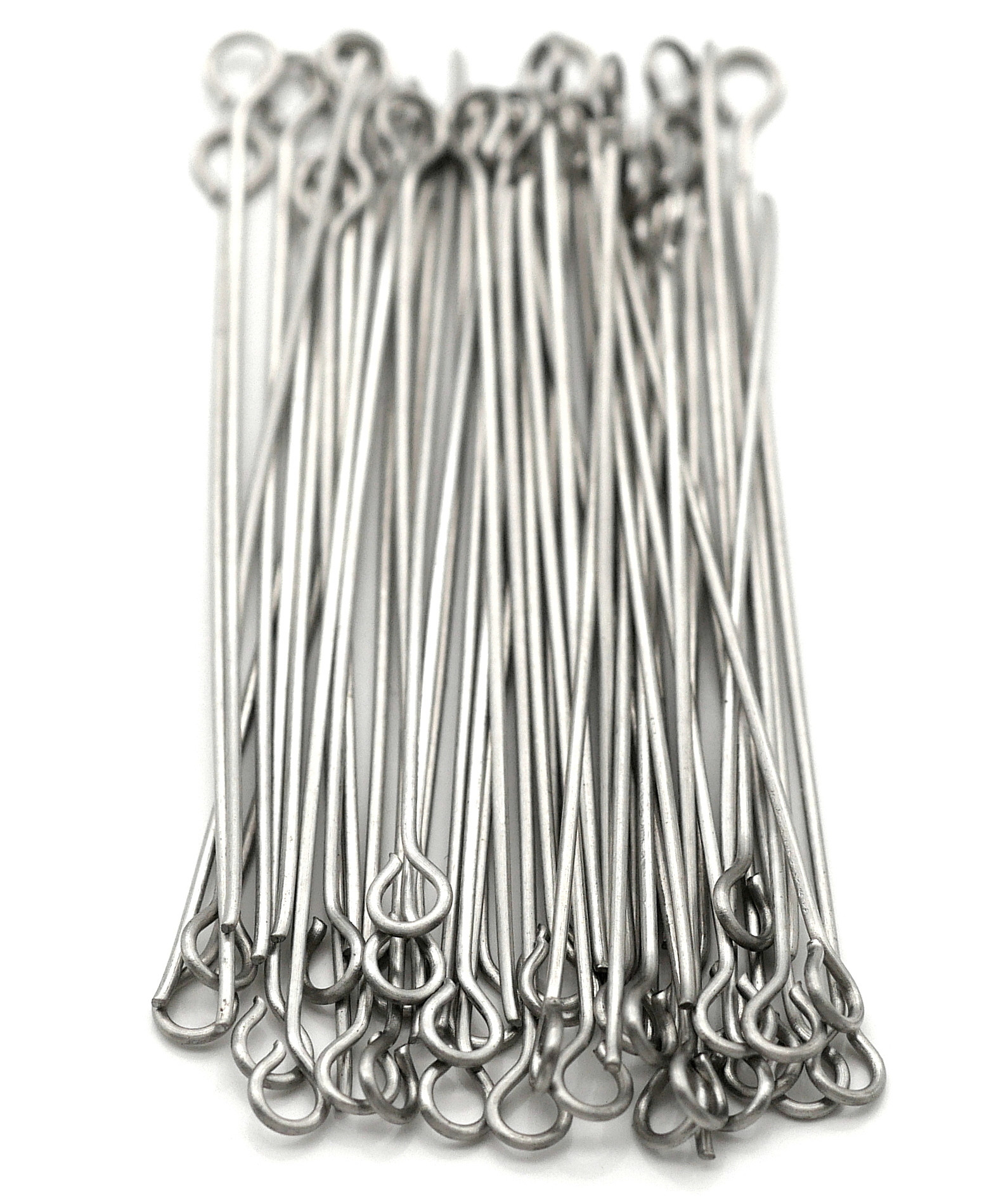 50pc 22-Gauge 40mm Stainless Steel Eye Pins, Antique Silver - Bead Box ...