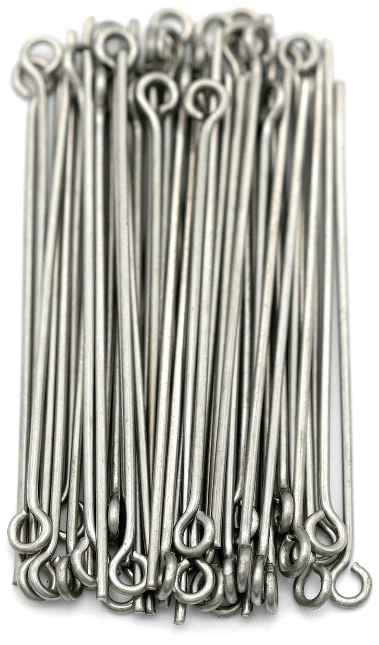 50pc 20-Gauge 40mm Stainless Steel Eye Pins - Bead Box Bargains