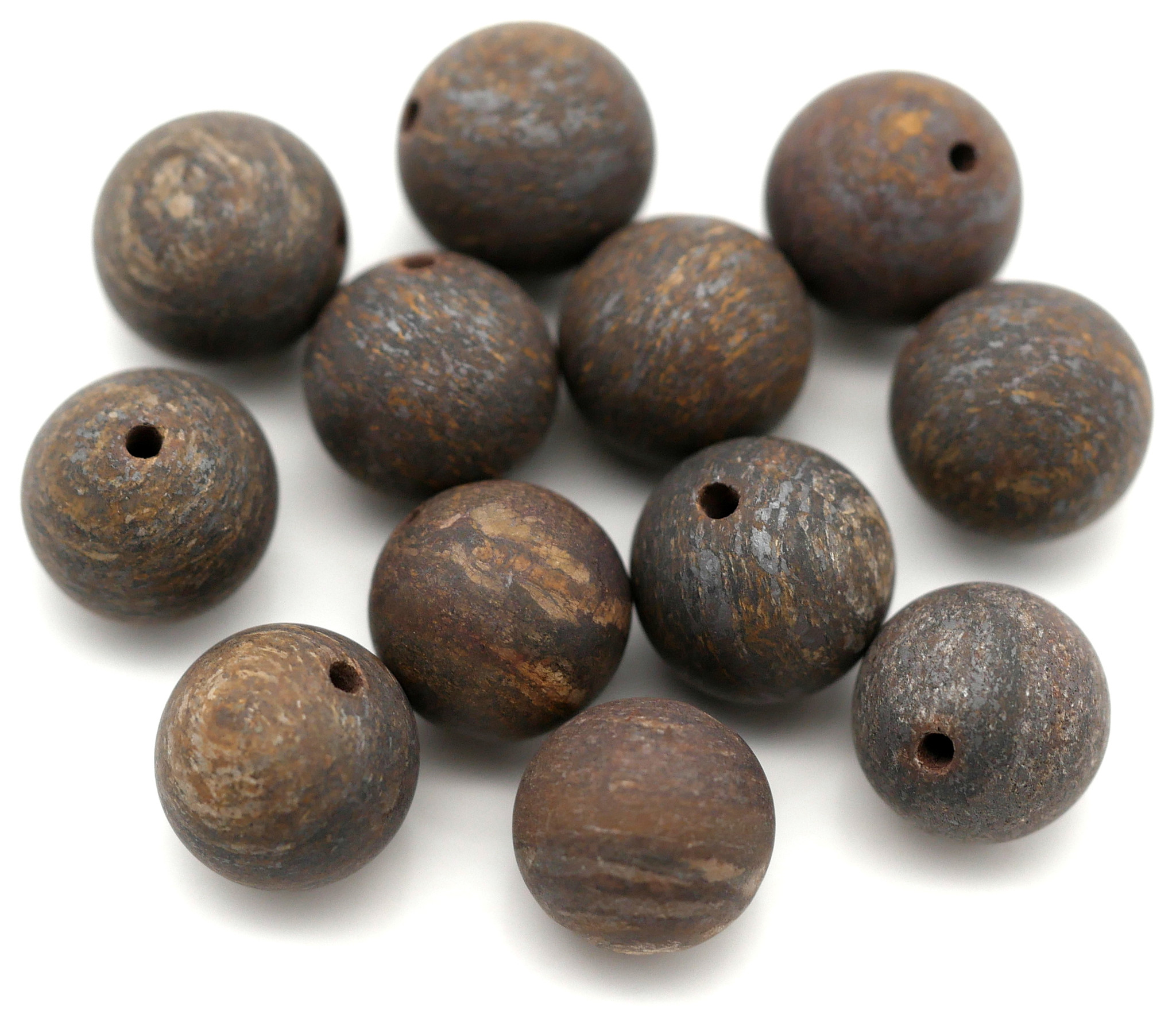 12pc 10mm Bronzite Matte Round Beads - Bead Box Bargains