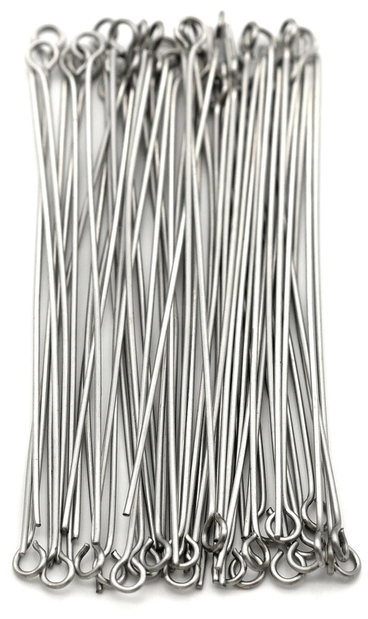 50pc 50mm 22-Gauge Stainless Steel Eye Pins - Bead Box Bargains